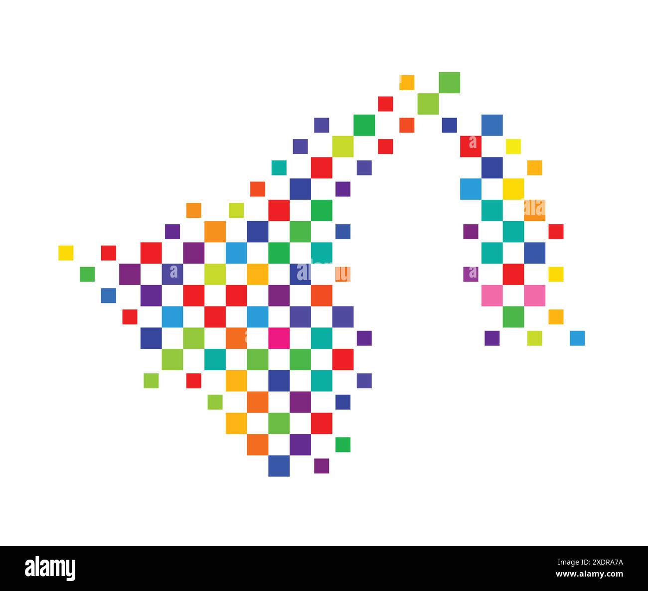 Abstract map of Brunei with a pattern of colorful squares like a chess ...