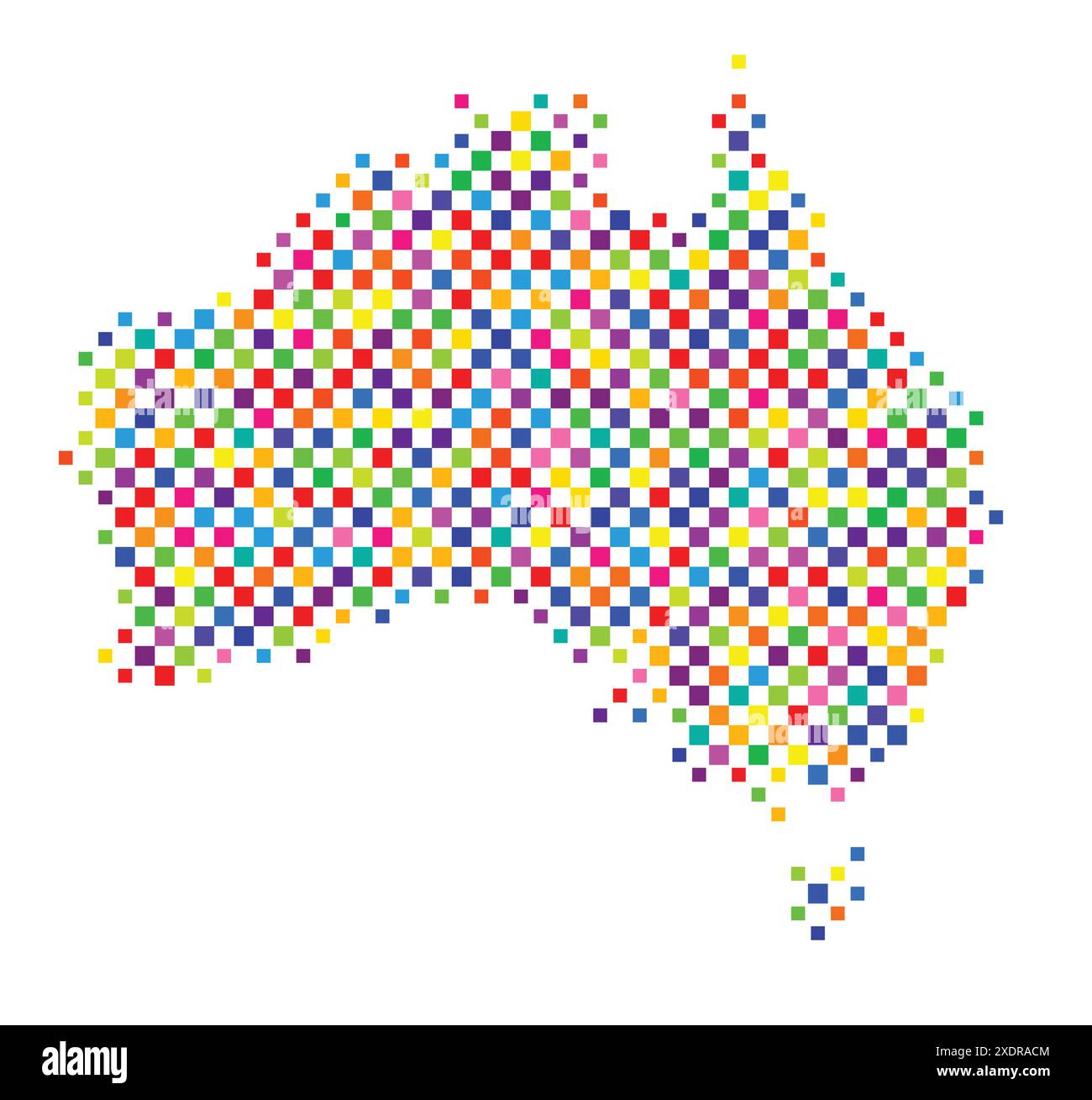 Abstract map of Australia with a pattern of colorful squares like a ...
