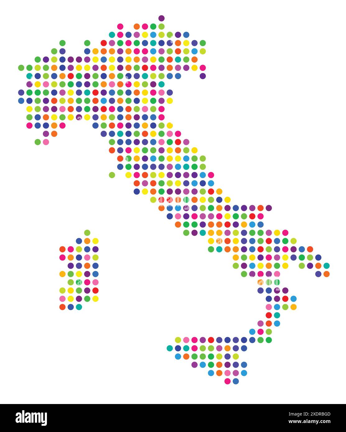 Abstract map of Italy showing the area of the country with a pattern of ...