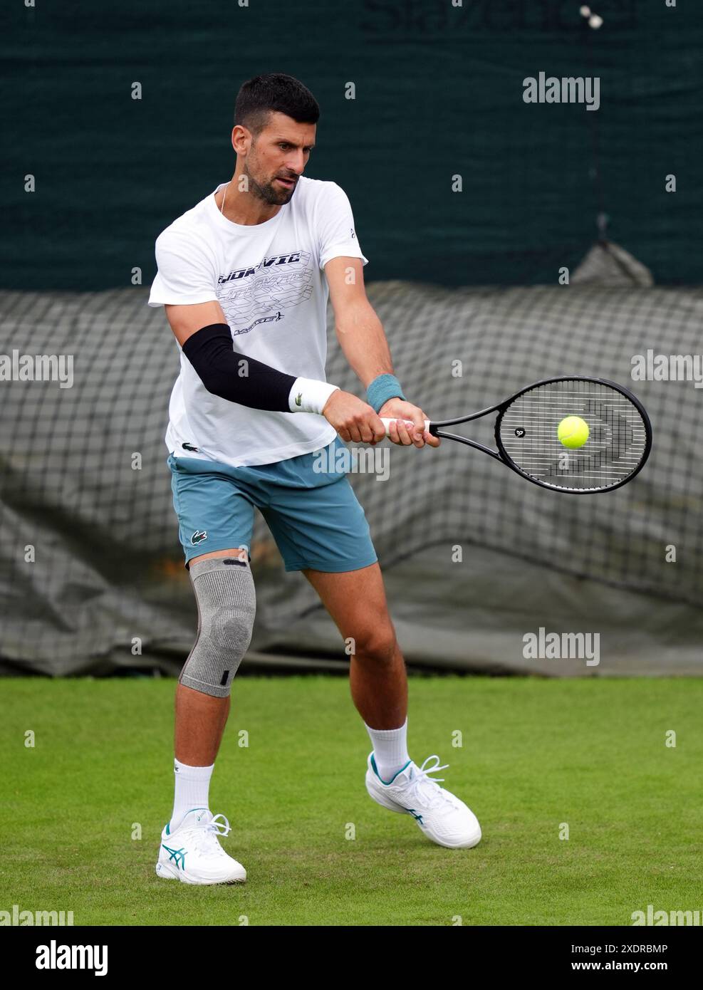 Novak Djokovic during a training session at the All England Lawn Tennis ...