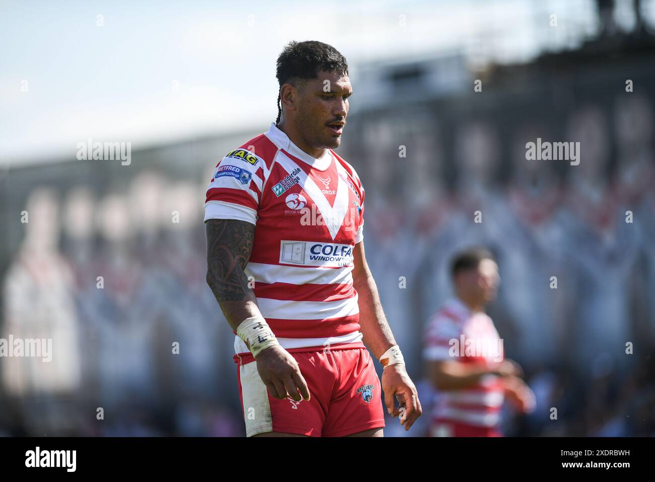 Wakefield, England - 22nd June 2024 - Adam Tangata of Halifax Panthers ...