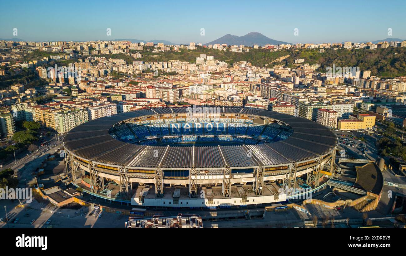 Beautiful Aerial View of Football Stadium in Naples, Italy at Golden ...