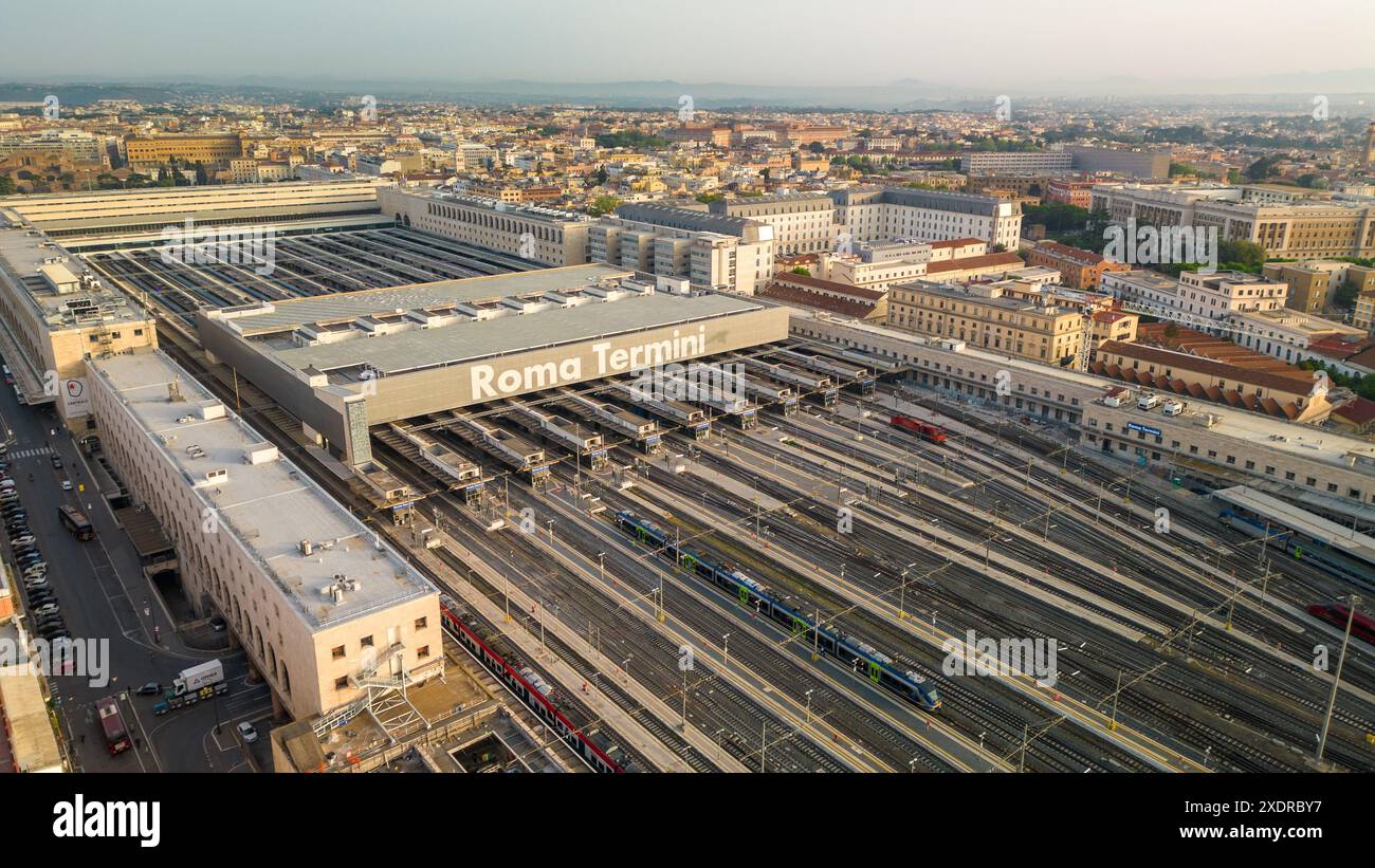 Amazing Aerial View of Roma Termini in Rome's Historic City Centre ...