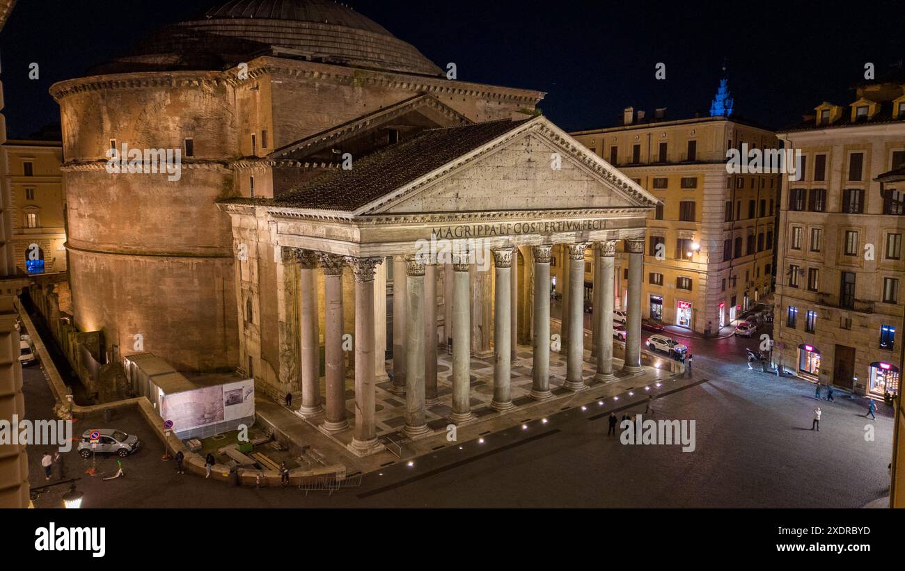 Amazing Aerial View of The Temple of Pantheon in Rome's Historic City ...