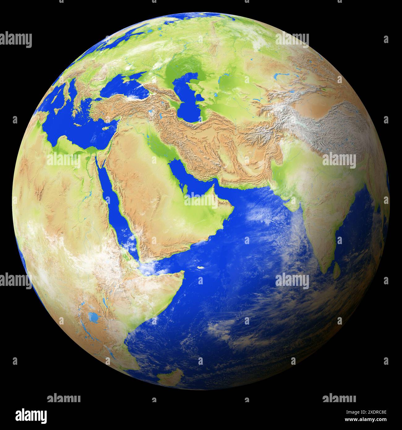 Close view of the earth from space showing the United Arab Emirates in ...