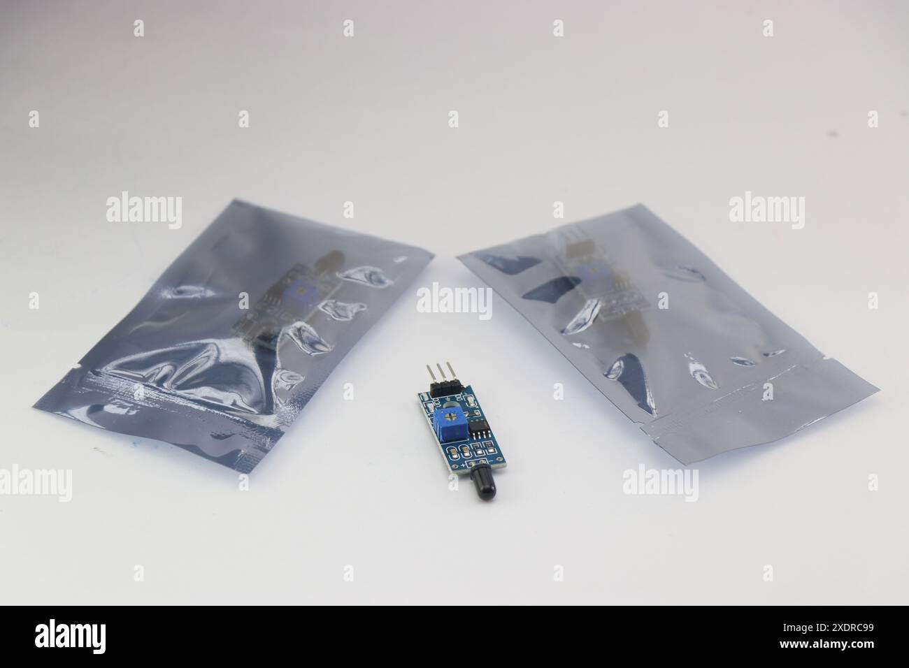 Flame sensor or infrared receiver module with sealed pack on the ...