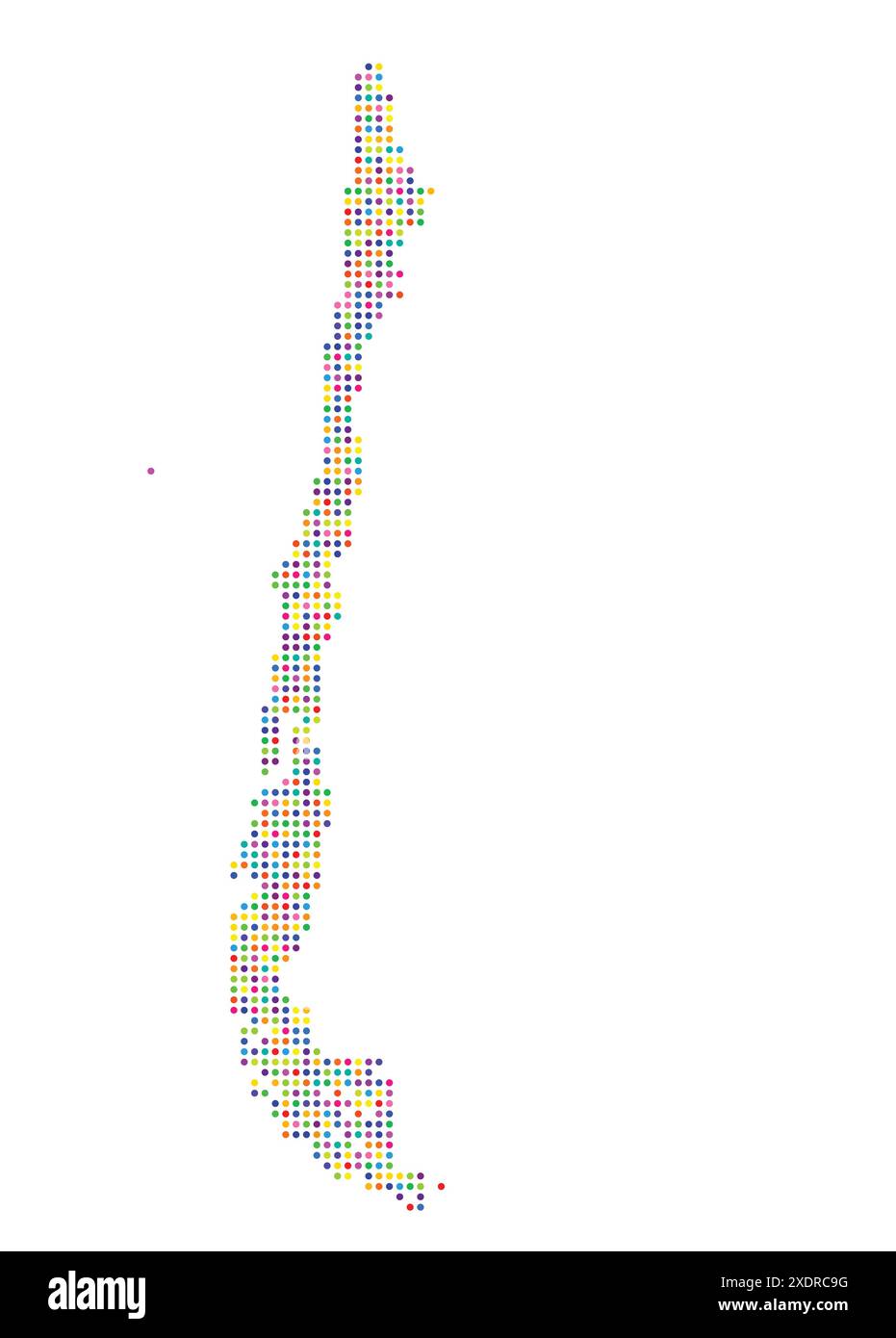 Abstract map of Chile showing the area of the country with a pattern of ...