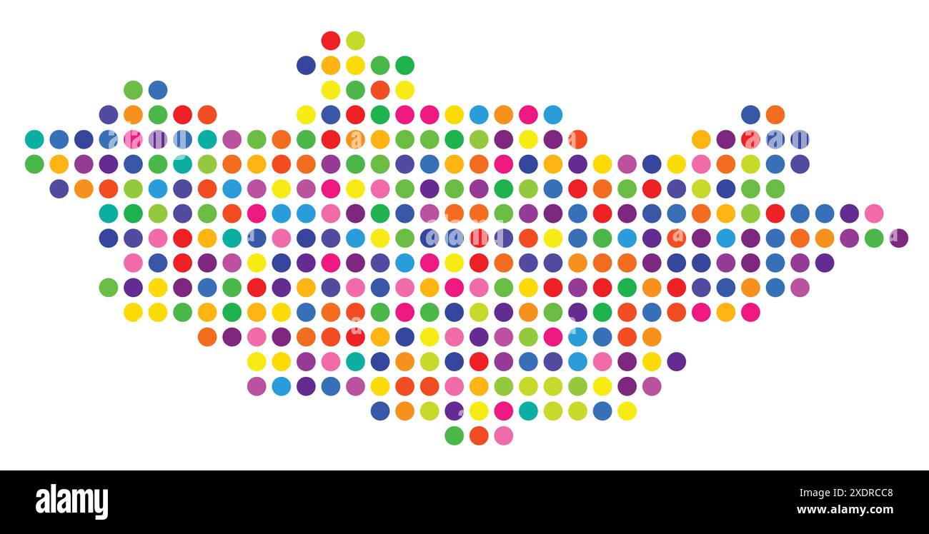 Abstract map of Mongolia showing the area of the country with a pattern ...