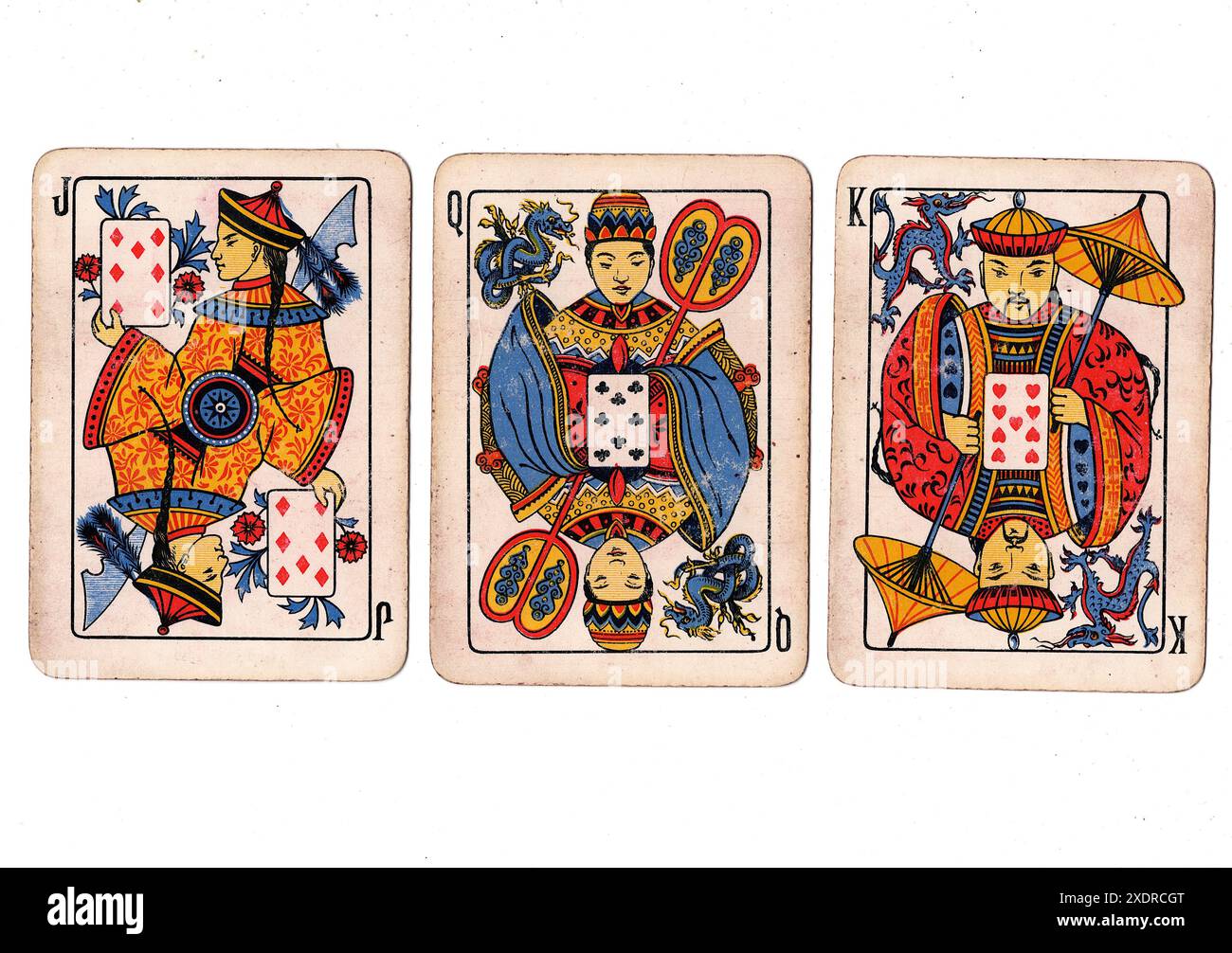 Antique Chinese style playing cards making a trick from the ancient ...