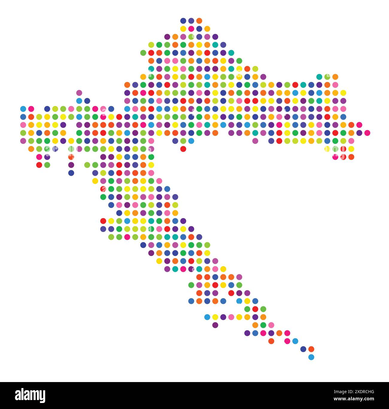 Abstract map of Croatia showing the area of the country with a pattern ...