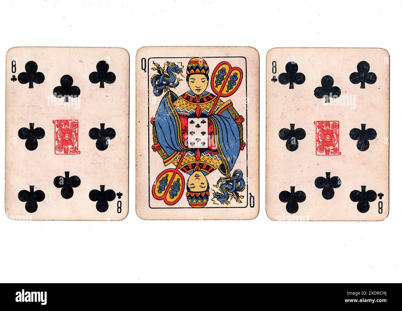 Antique Chinese style playing cards making a trick from the ancient ...