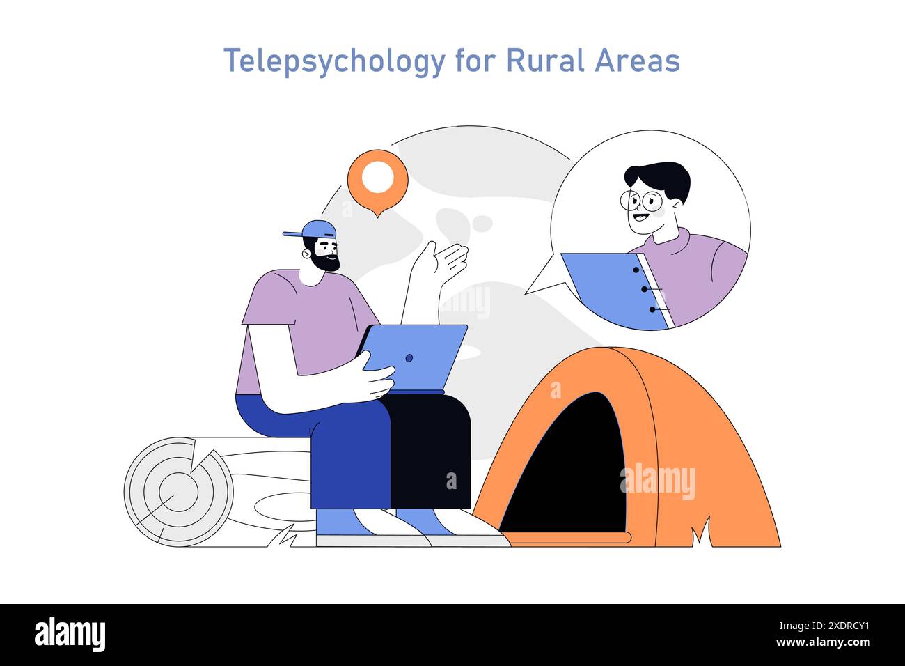 Telepsychology concept. Access to mental health services in rural ...