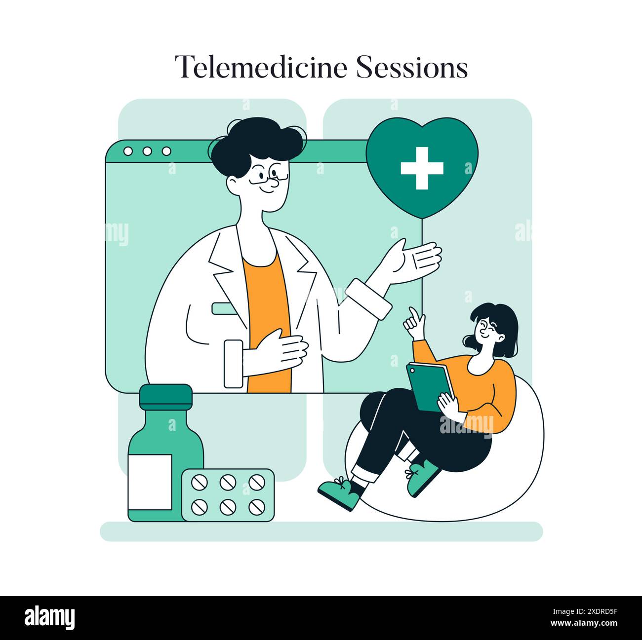 Virtual doctors visit Stock Vector Images - Alamy