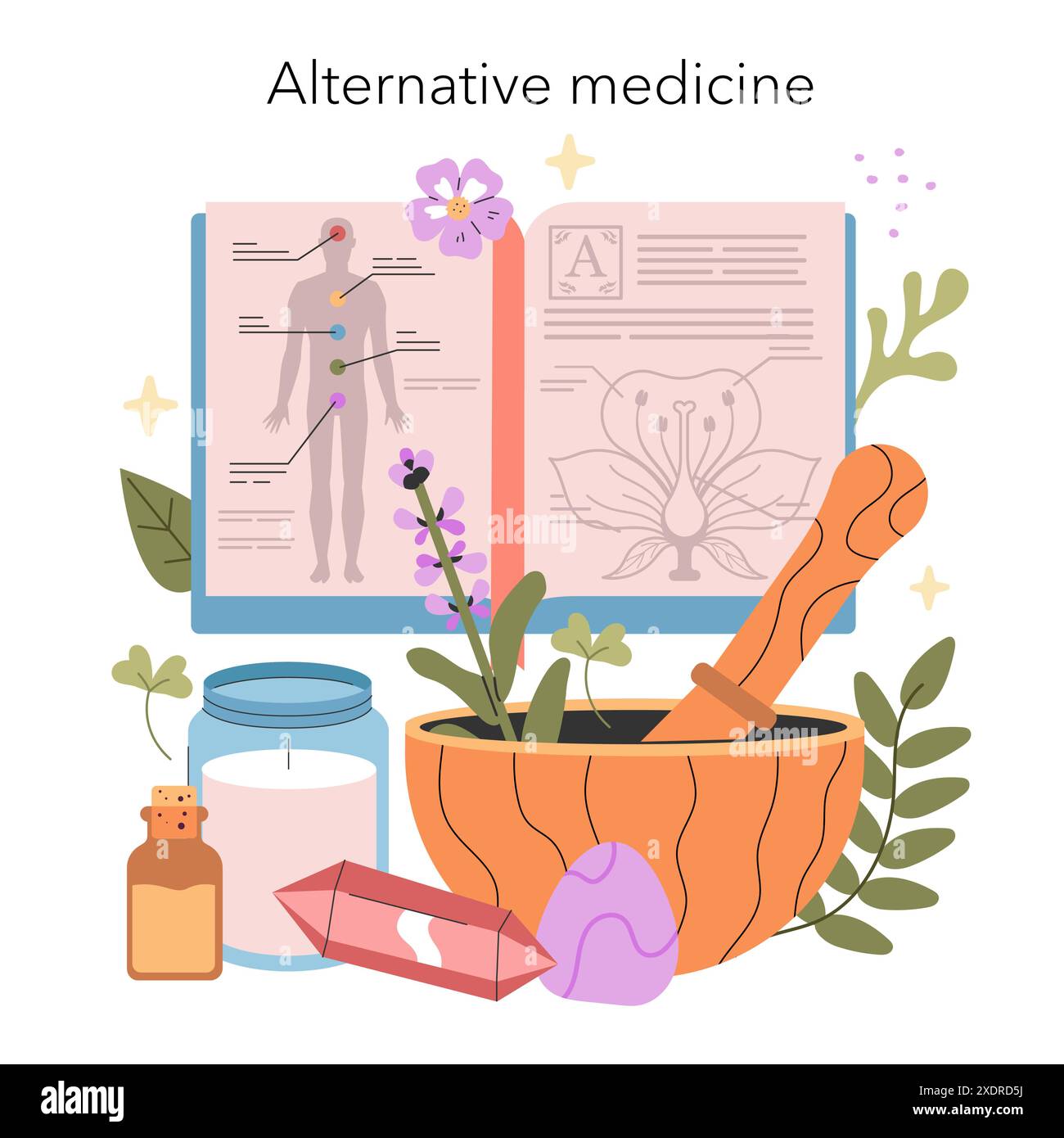 Alternative medicine concept. Holistic health approach with herbal ...