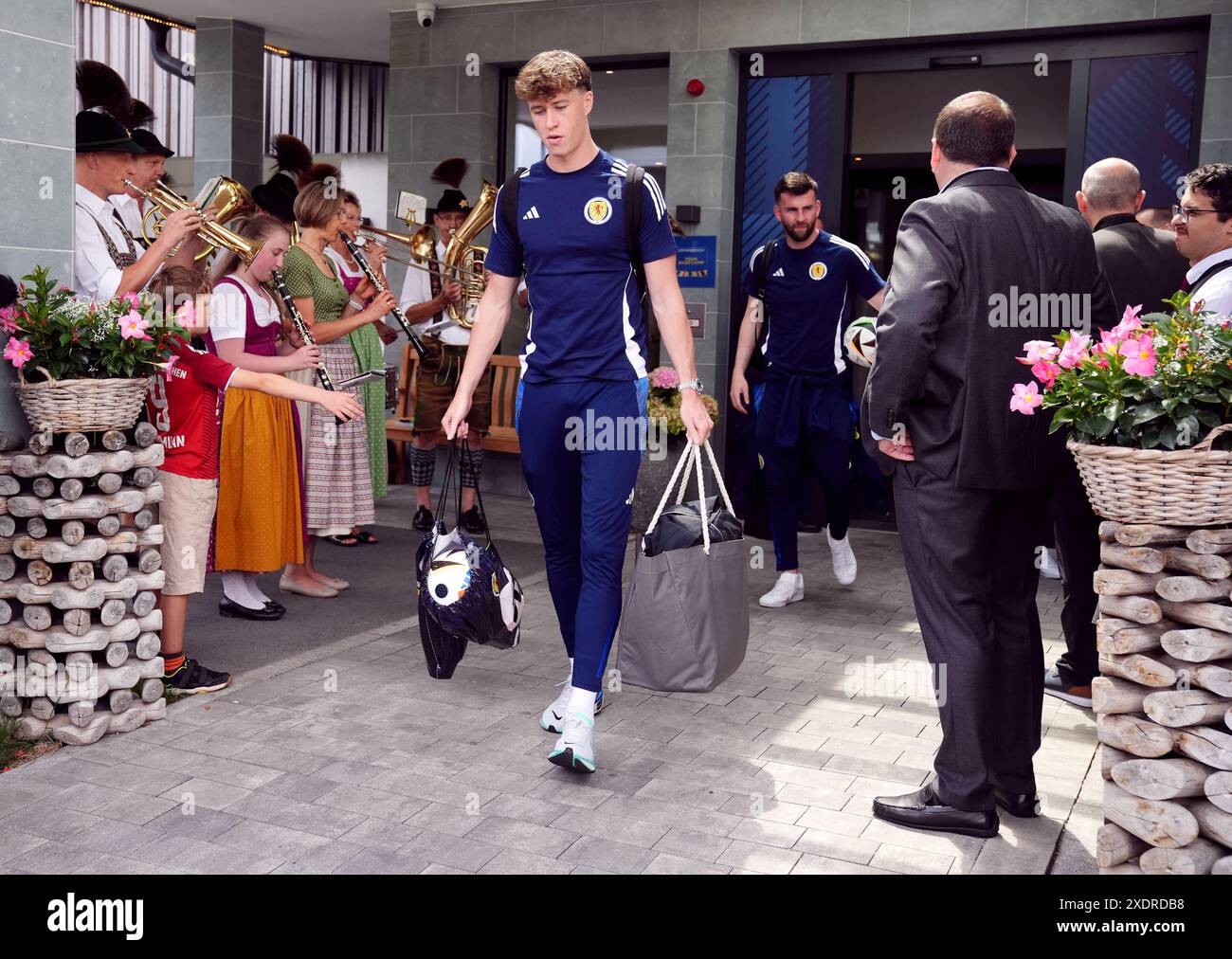 Scotland's Jack Hendry as the team depart their base camp in Garmisch ...