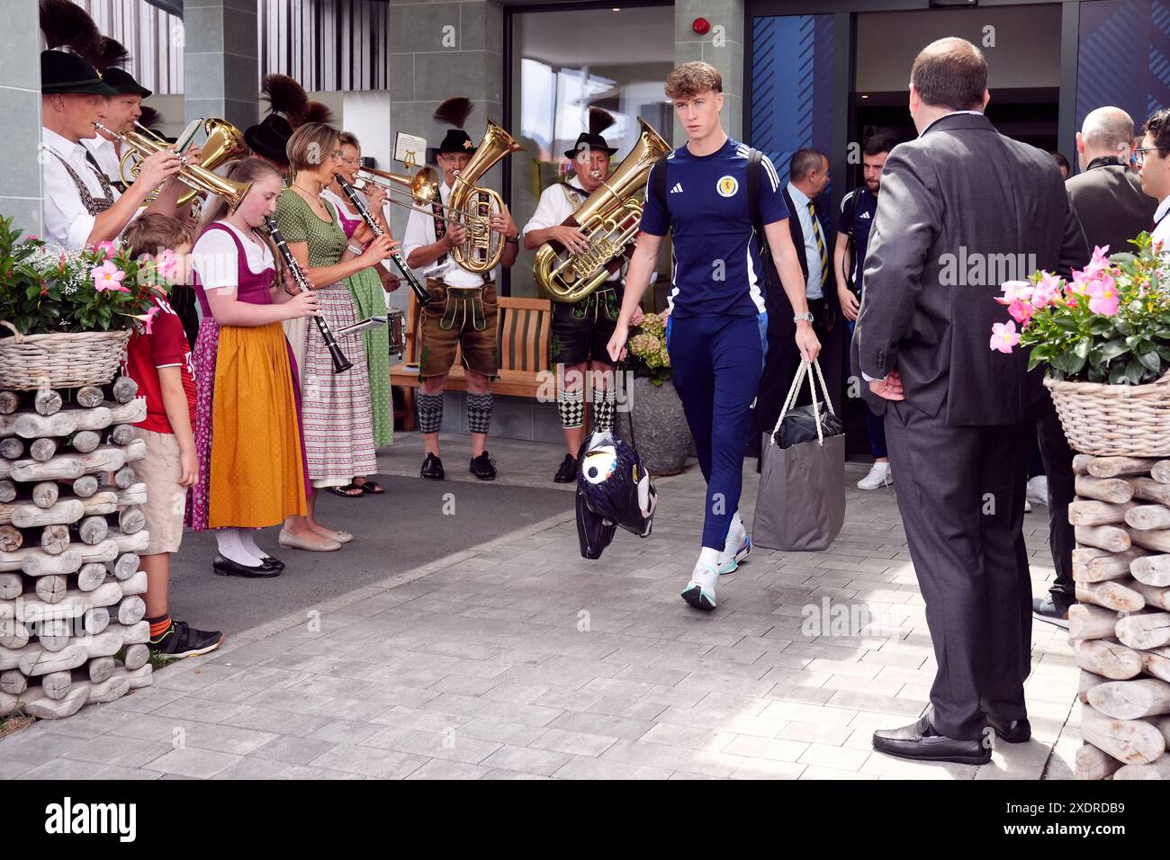Scotland's Jack Hendry as the team depart their base camp in Garmisch ...