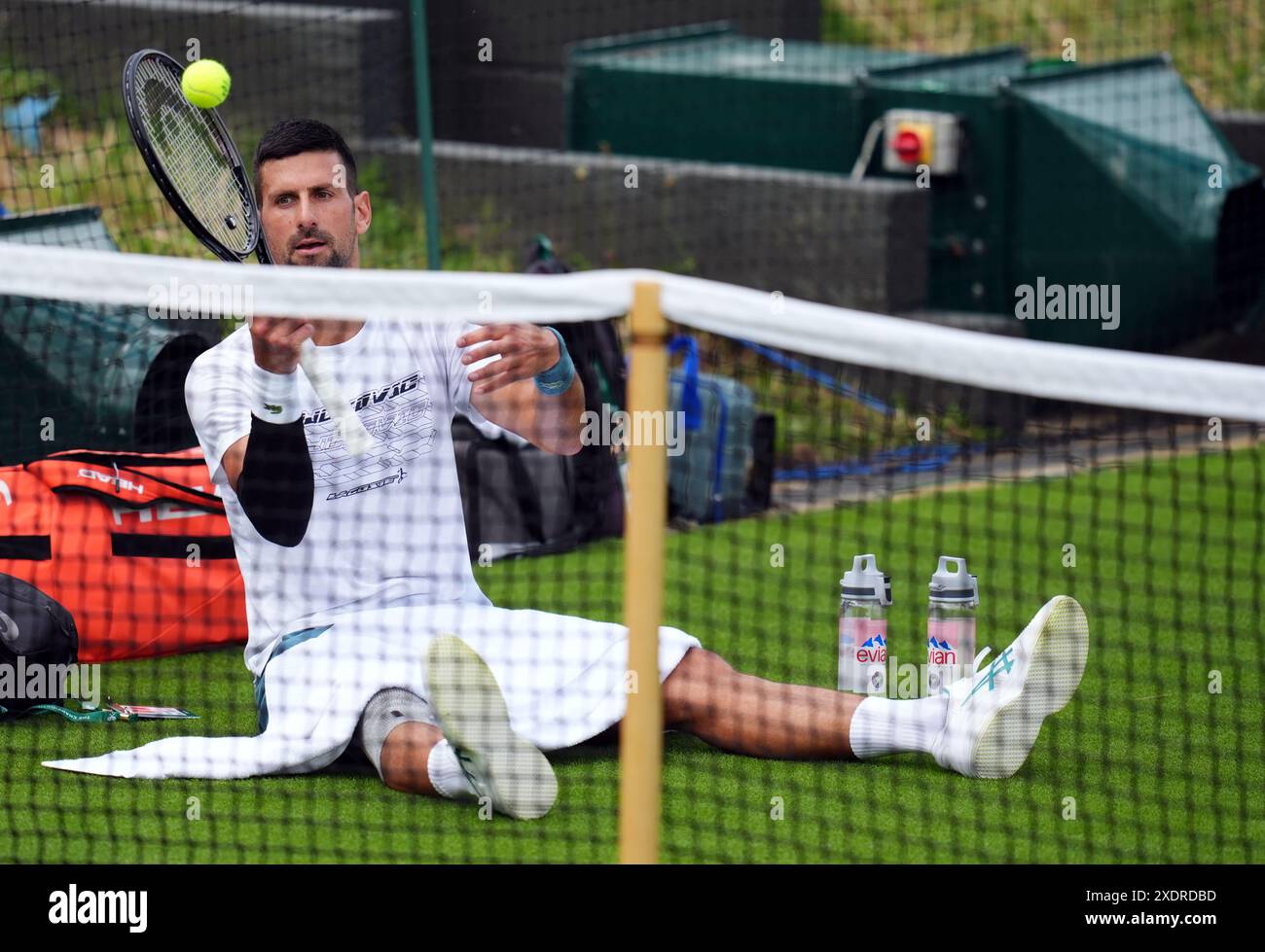 Novak Djokovic during a training session at the All England Lawn Tennis ...
