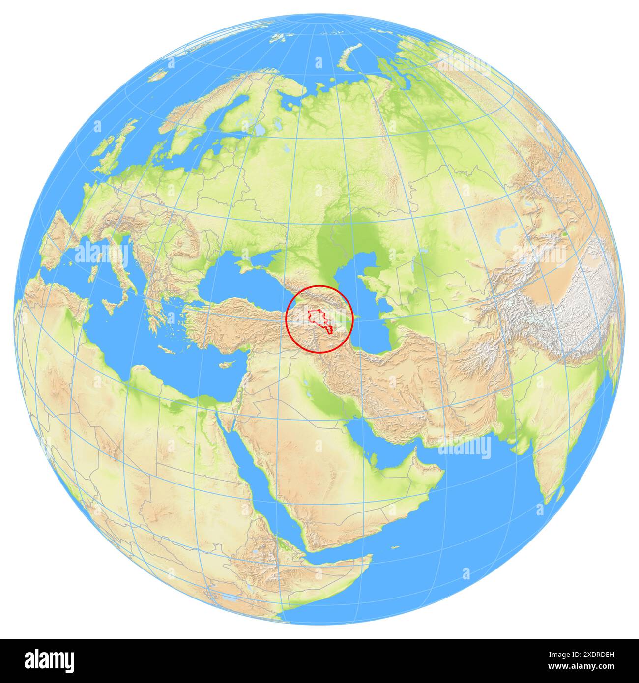 View of the Earth from space showing the location of the country ...