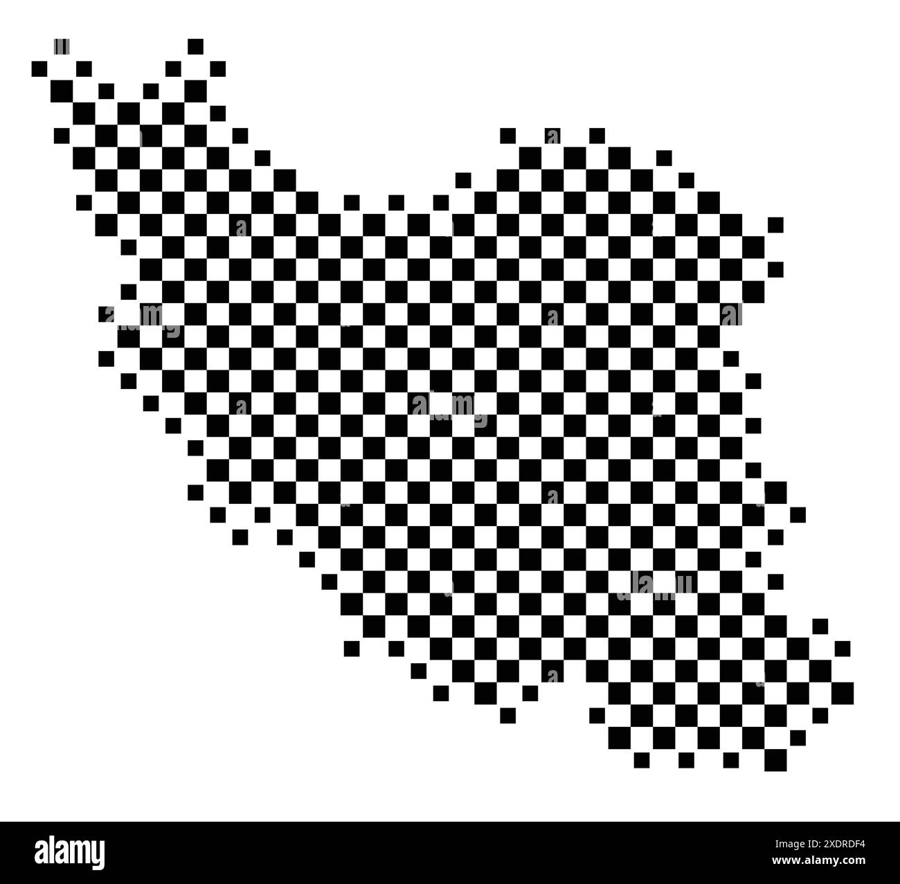 Abstract map of Iran showing the country with a pattern of black and ...