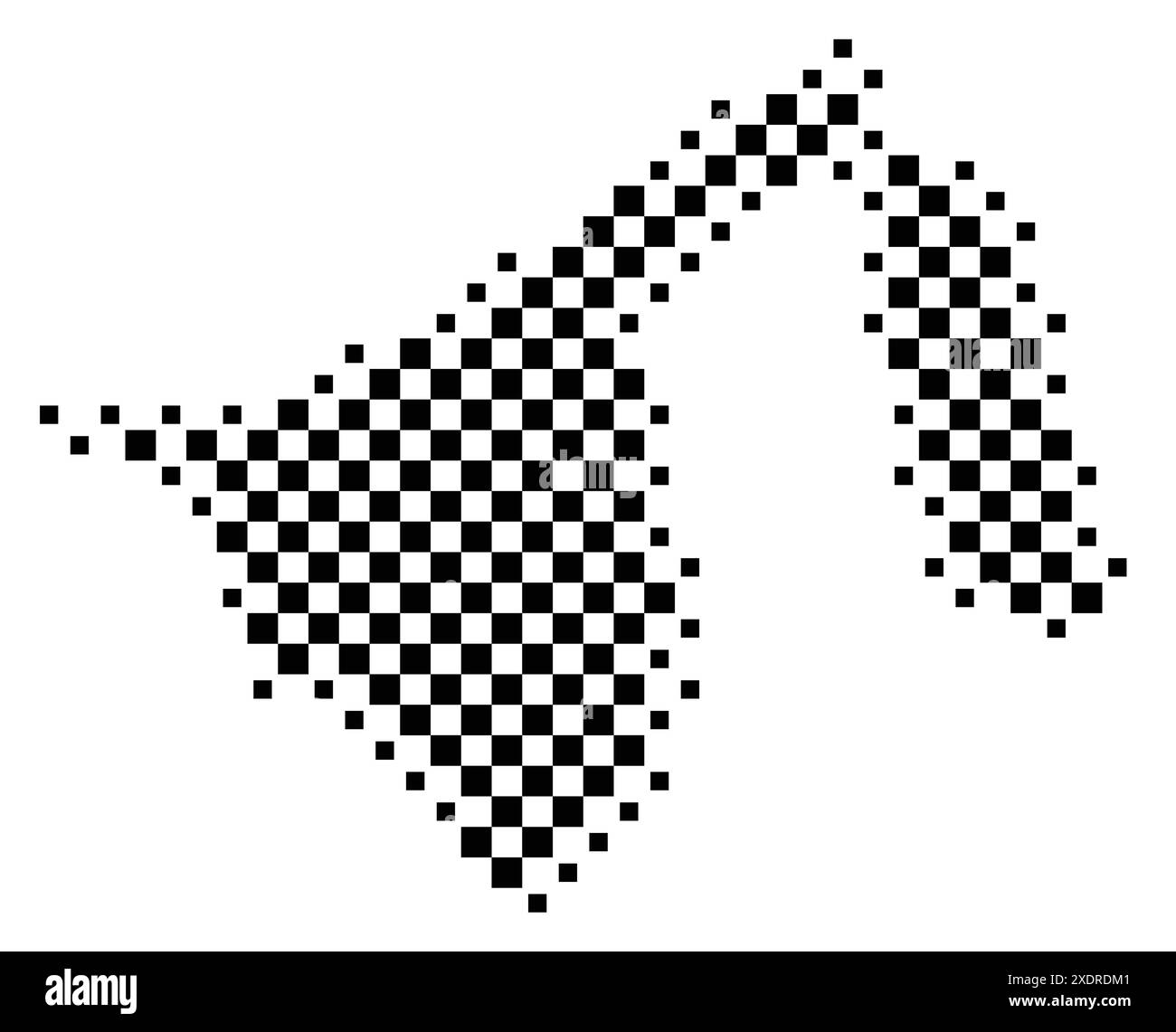 Abstract map of Brunei showing the country with a pattern of black and ...