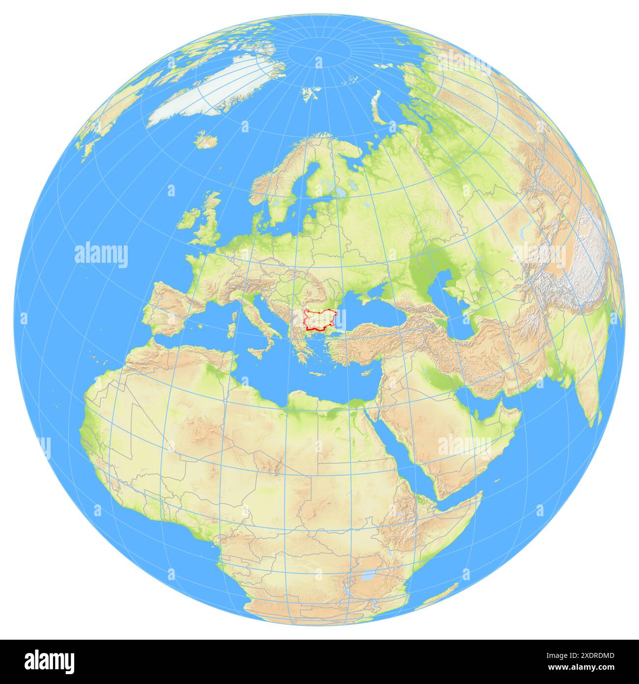 View of the Earth from space showing the location of the country ...