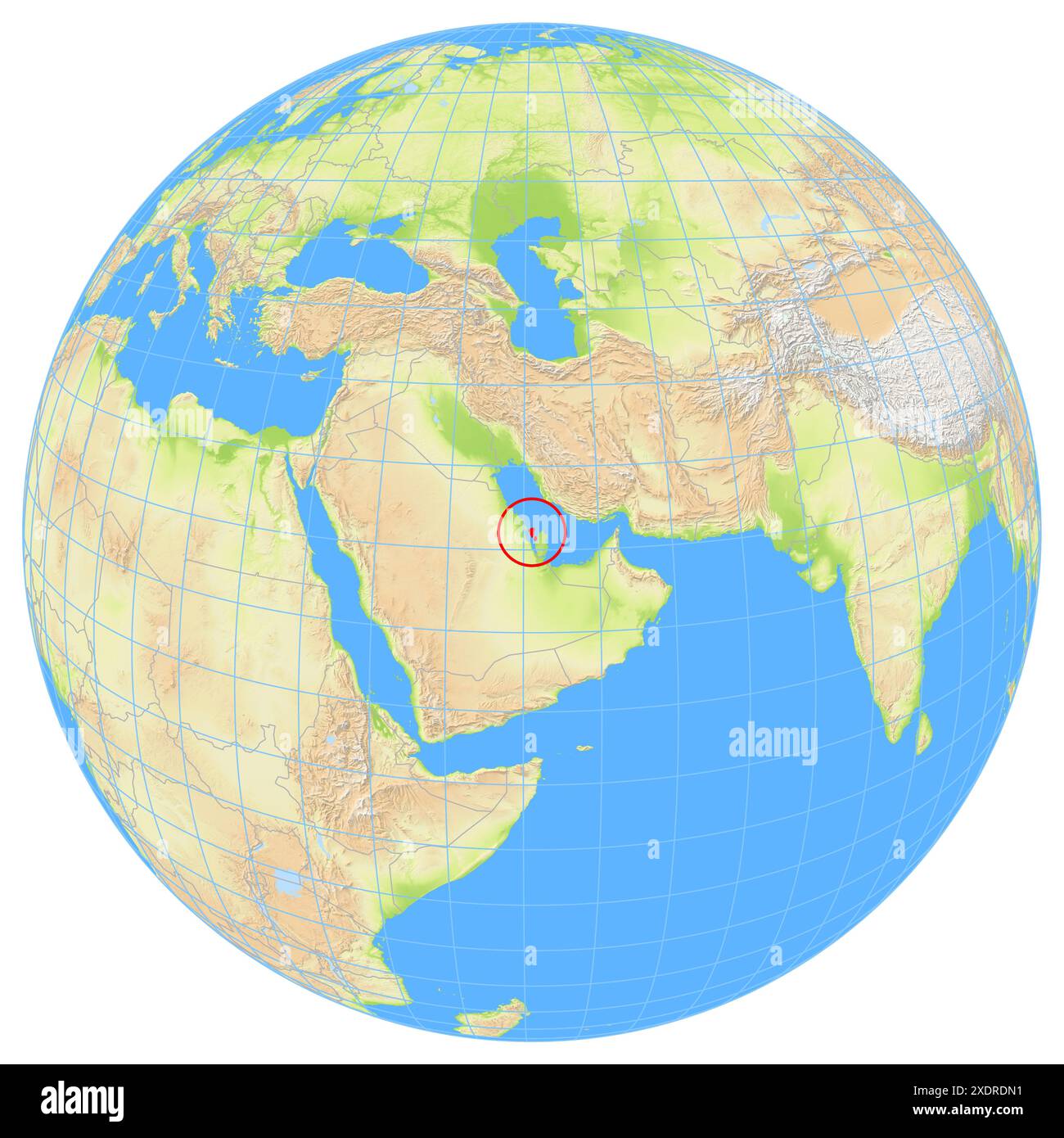 View of the Earth from space showing the location of the country ...