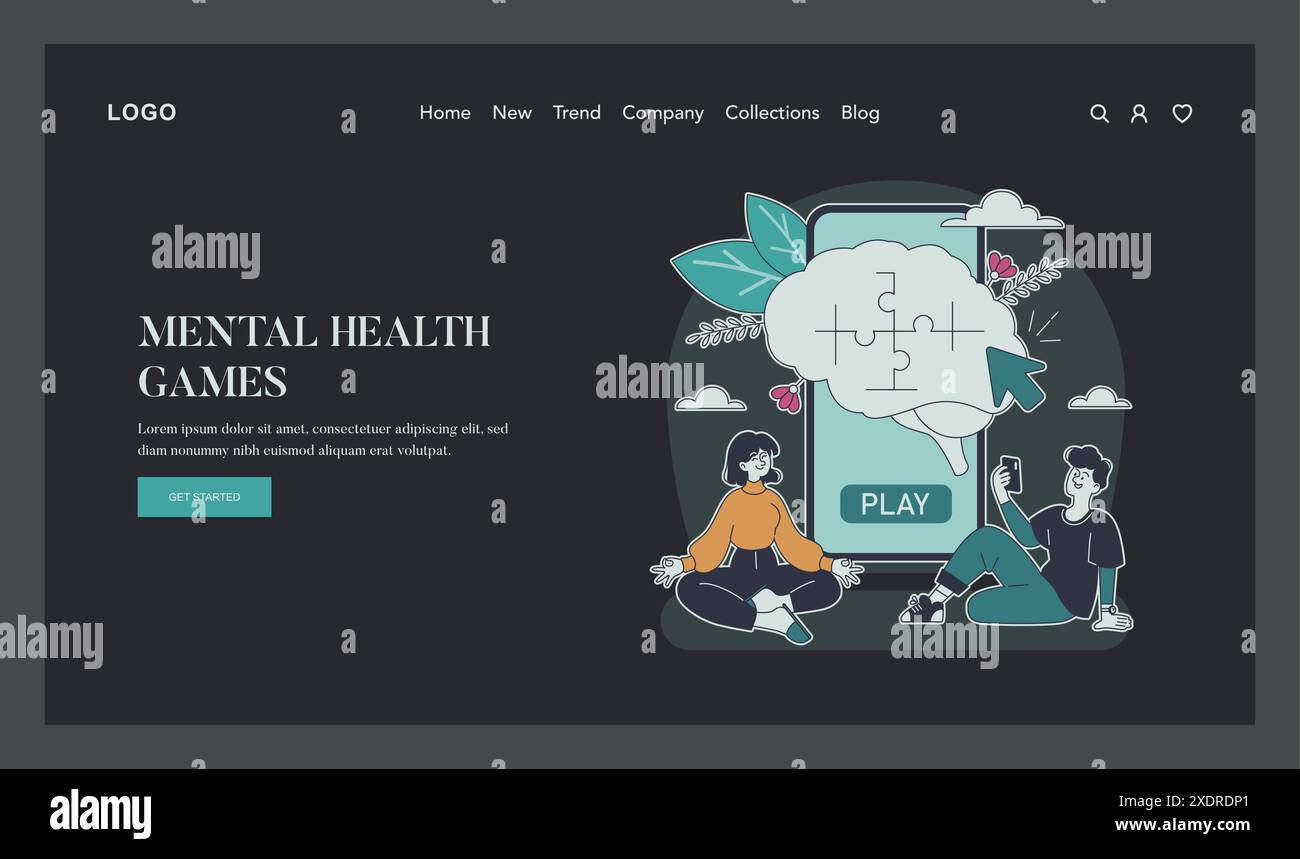 Mental Health Gamification concept. Interactive games promote ...