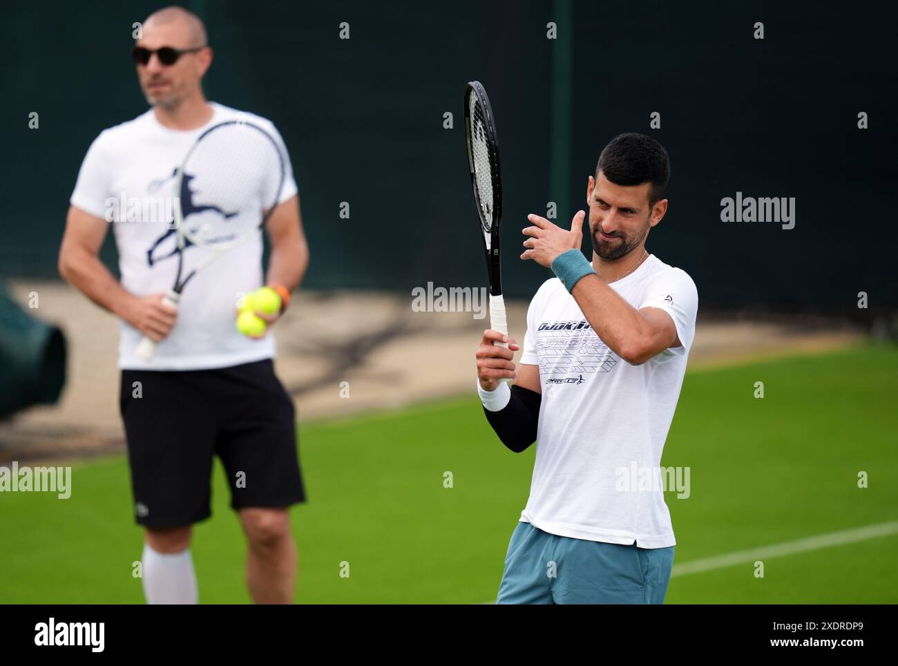 Novak Djokovic during a training session at the All England Lawn Tennis ...