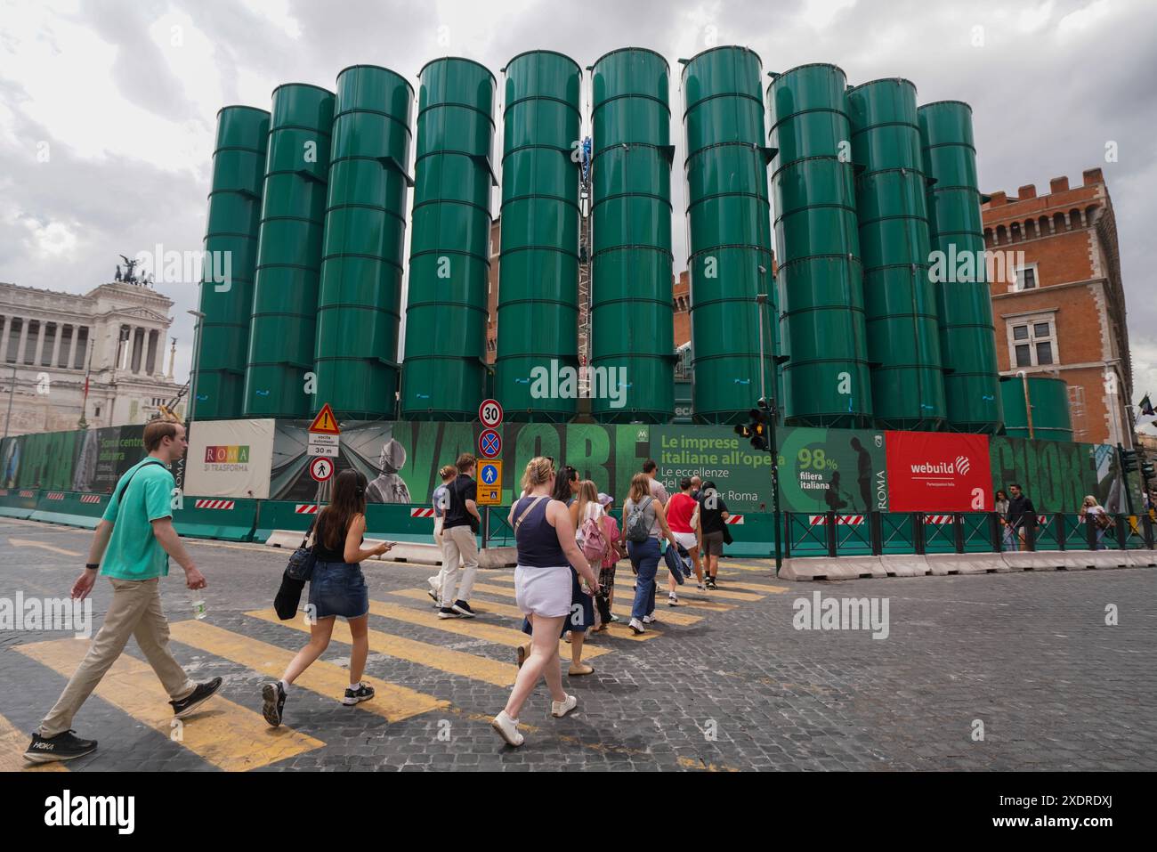 Rome, Italy. 24 June.2024. A view of Piazza Venezia with construction ...