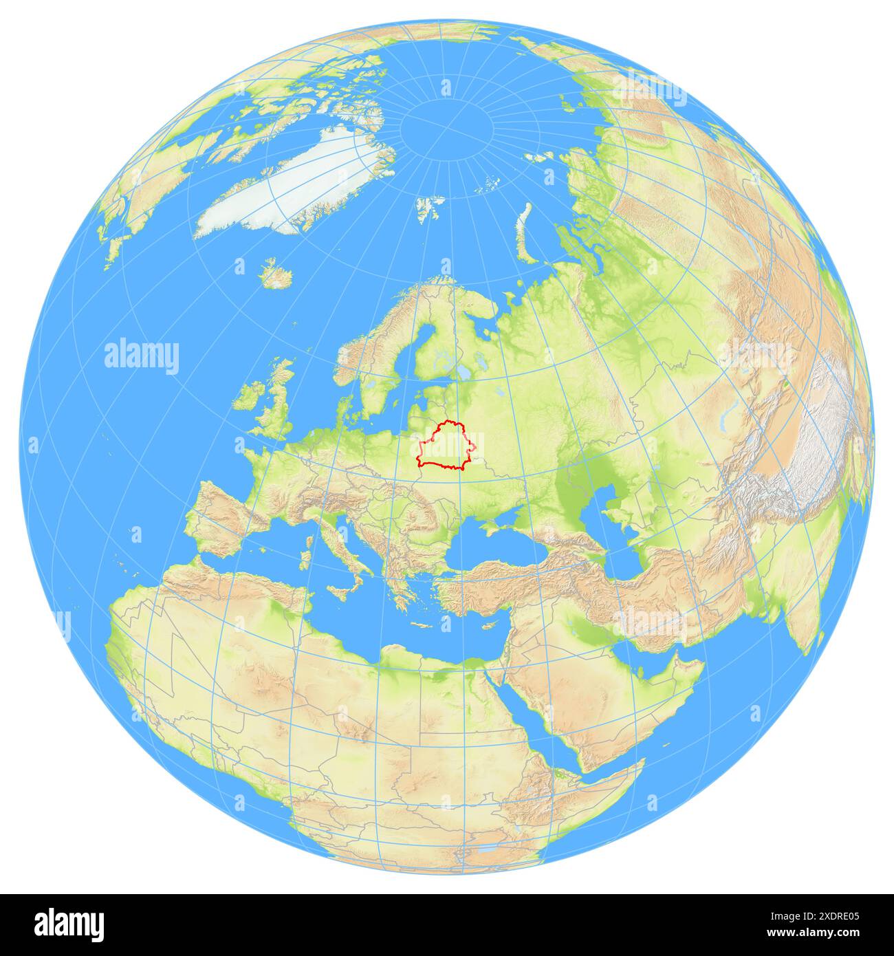 View of the Earth from space showing the location of the country ...