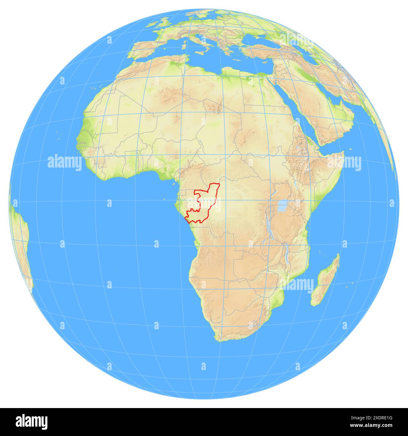 View of the Earth from space showing the location of the country ...