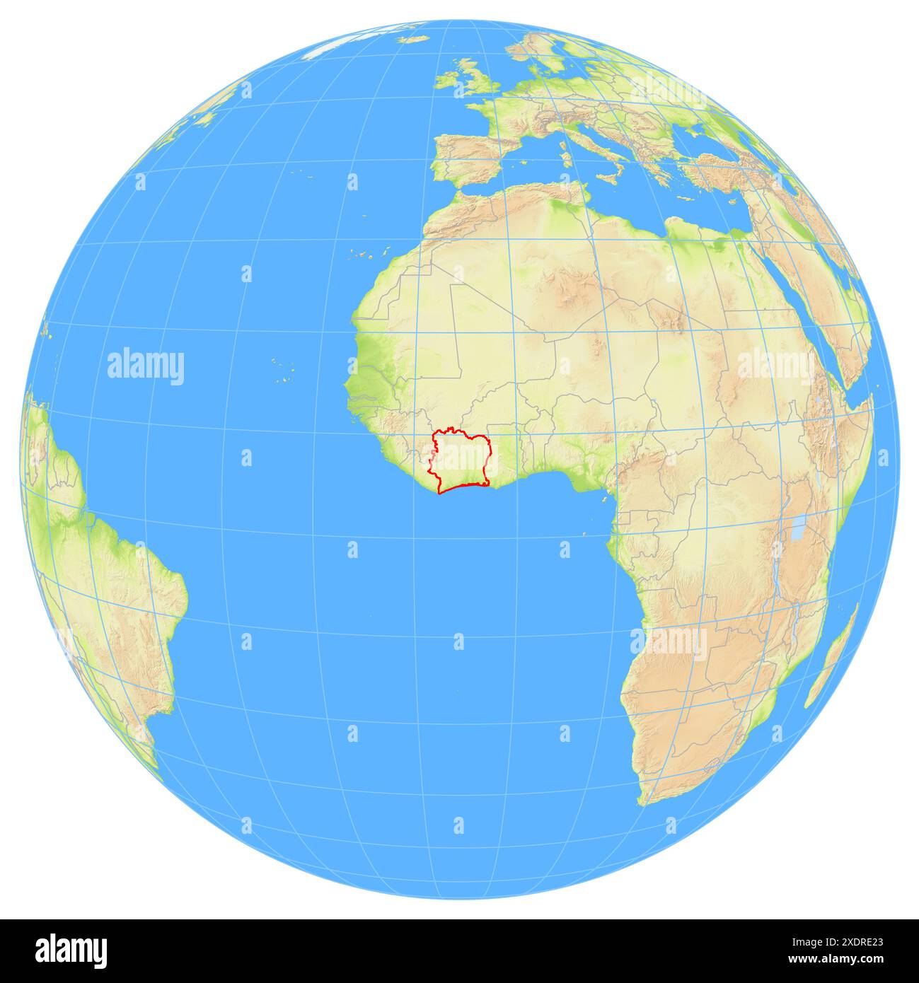 Ivory coast relief map Cut Out Stock Images & Pictures - Alamy