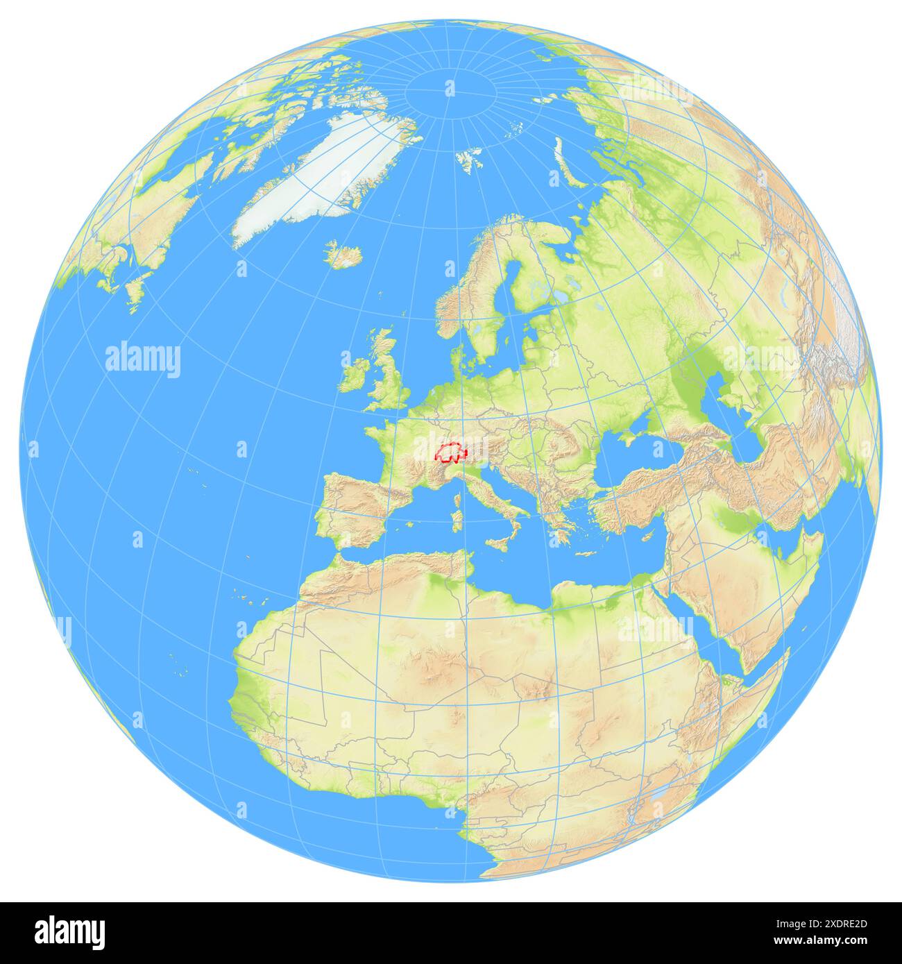 View of the Earth from space showing the location of the country ...