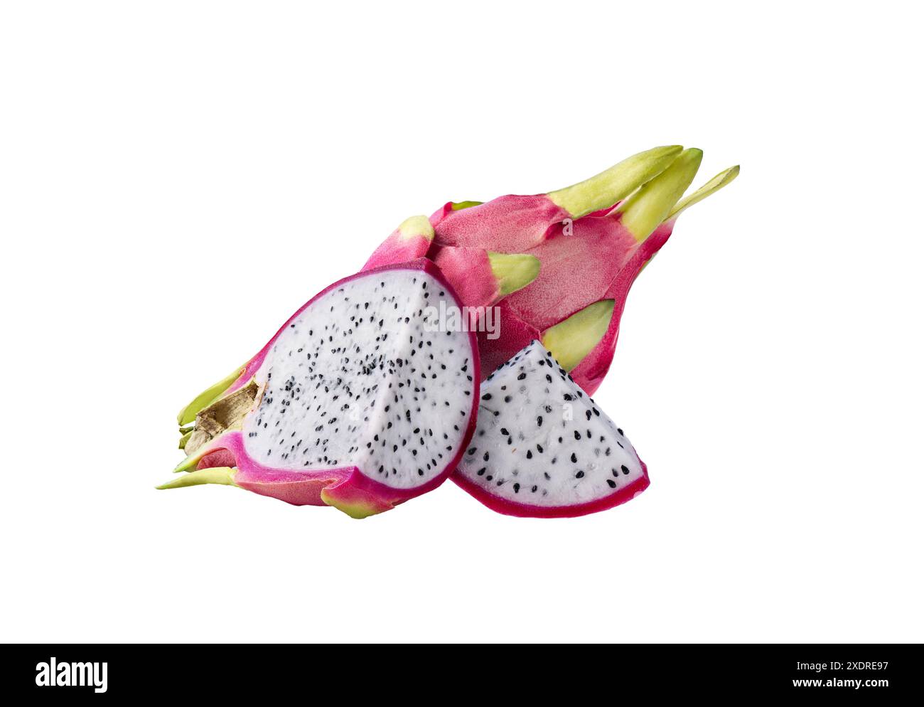 Dragon fruit isolated on white background. Pitaya fruit cut out on ...