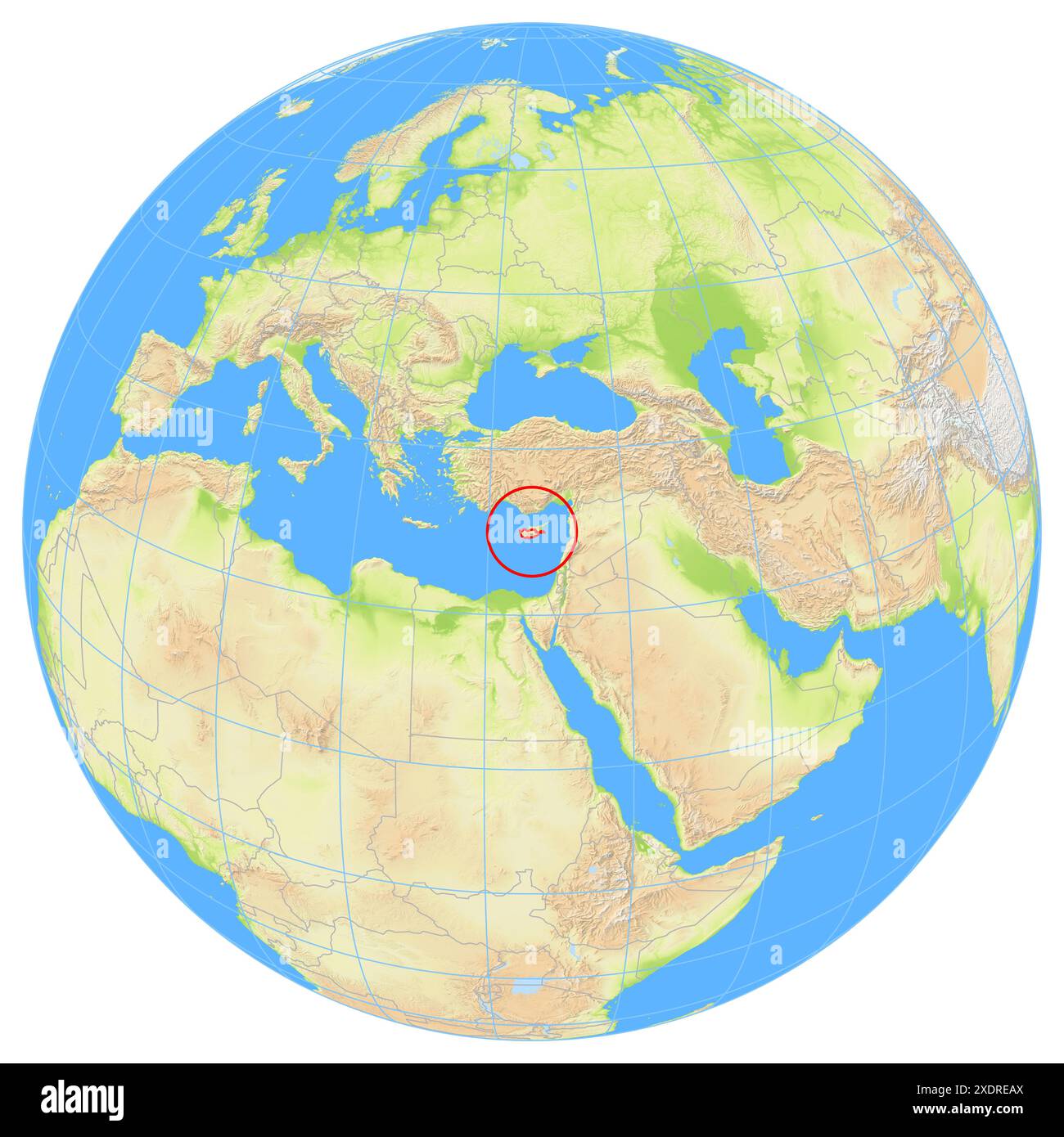 View of the Earth from space showing the location of the country Cyprus ...