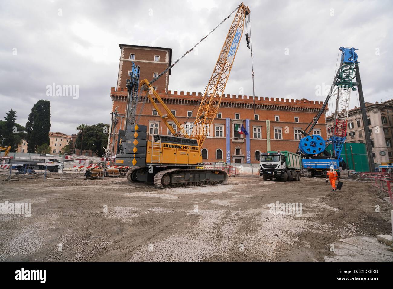 Rome, Italy. 24 June.2024. Construction cranes and green Work continues ...