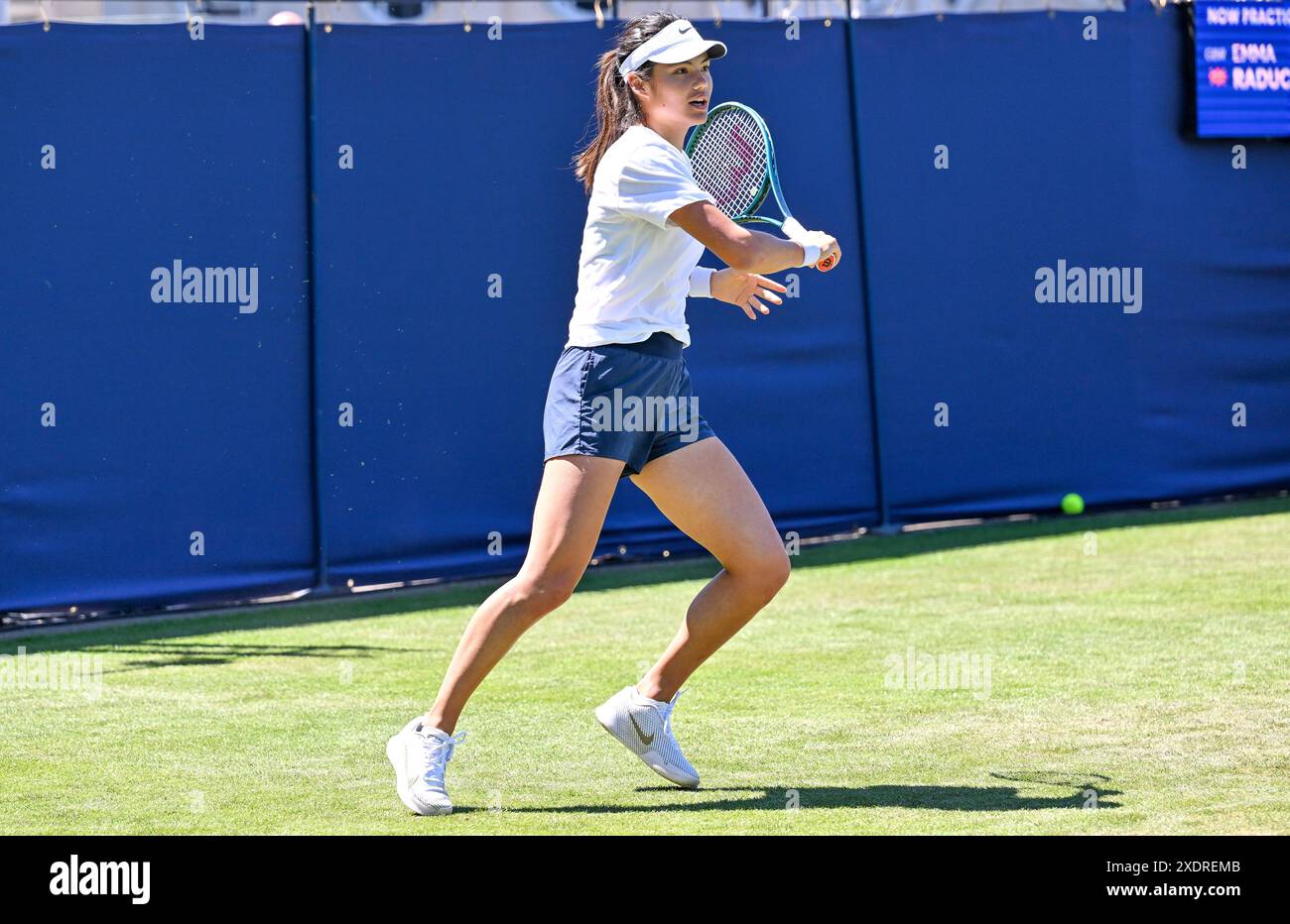 Eastbourne, UK, 24 June 2024. Emma Raducanu during a practice session ...