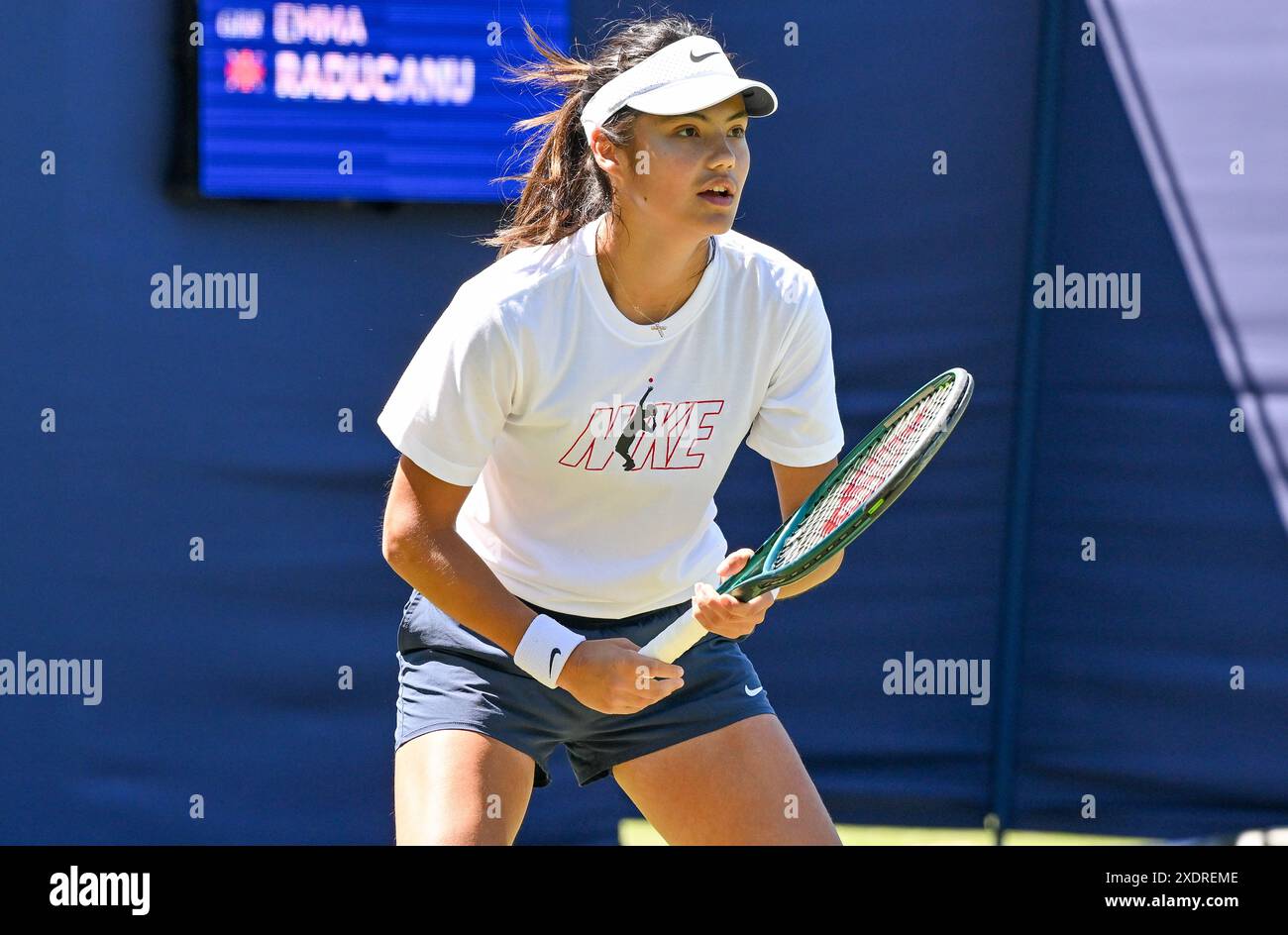 Eastbourne, UK, 24 June 2024. Emma Raducanu during a practice session ...
