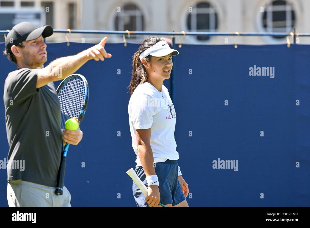 Eastbourne, UK, 24 June 2024. Emma Raducanu during a practice session ...