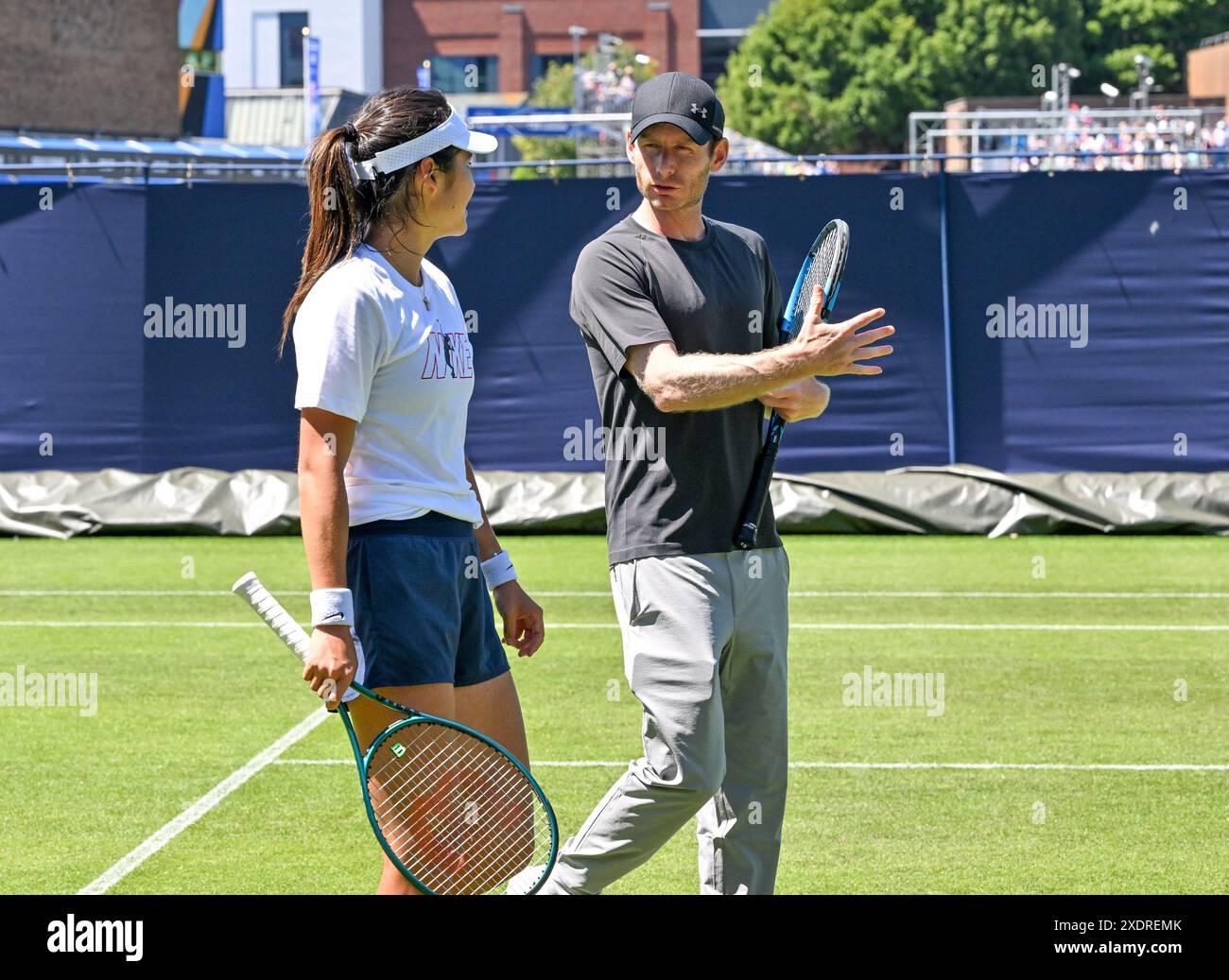 Eastbourne, UK, 24 June 2024. Emma Raducanu during a practice session ...