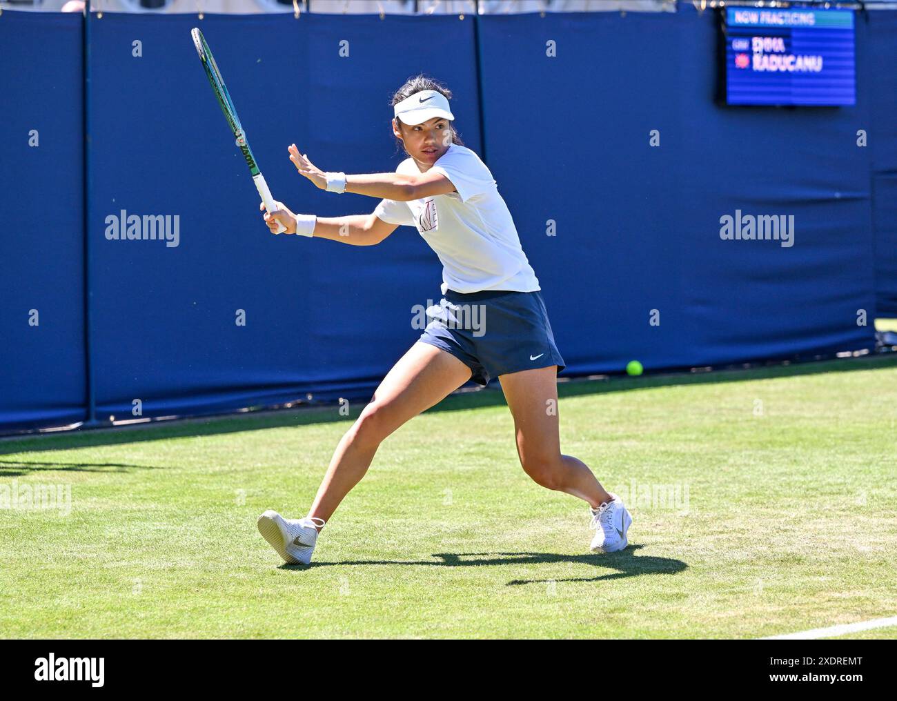 Eastbourne, UK, 24 June 2024. Emma Raducanu during a practice session ...