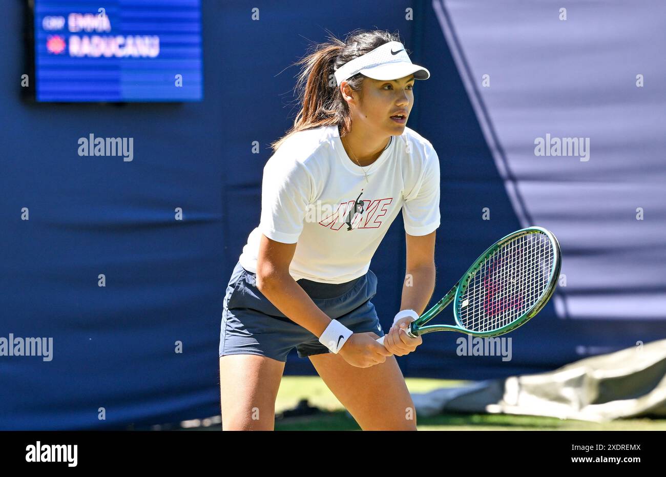 Eastbourne, UK, 24 June 2024. Emma Raducanu during a practice session ...