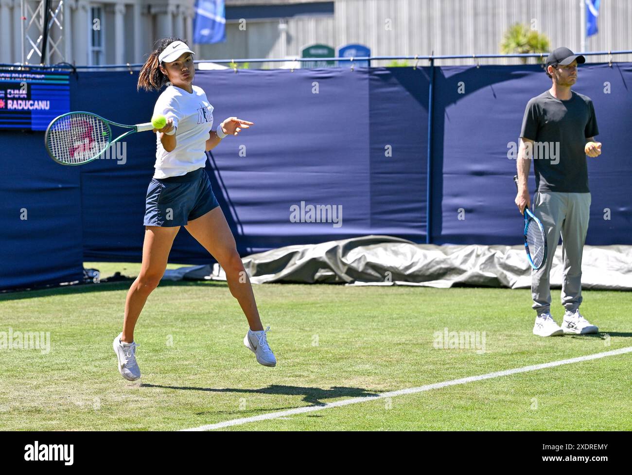 Eastbourne, UK, 24 June 2024. Emma Raducanu during a practice session ...