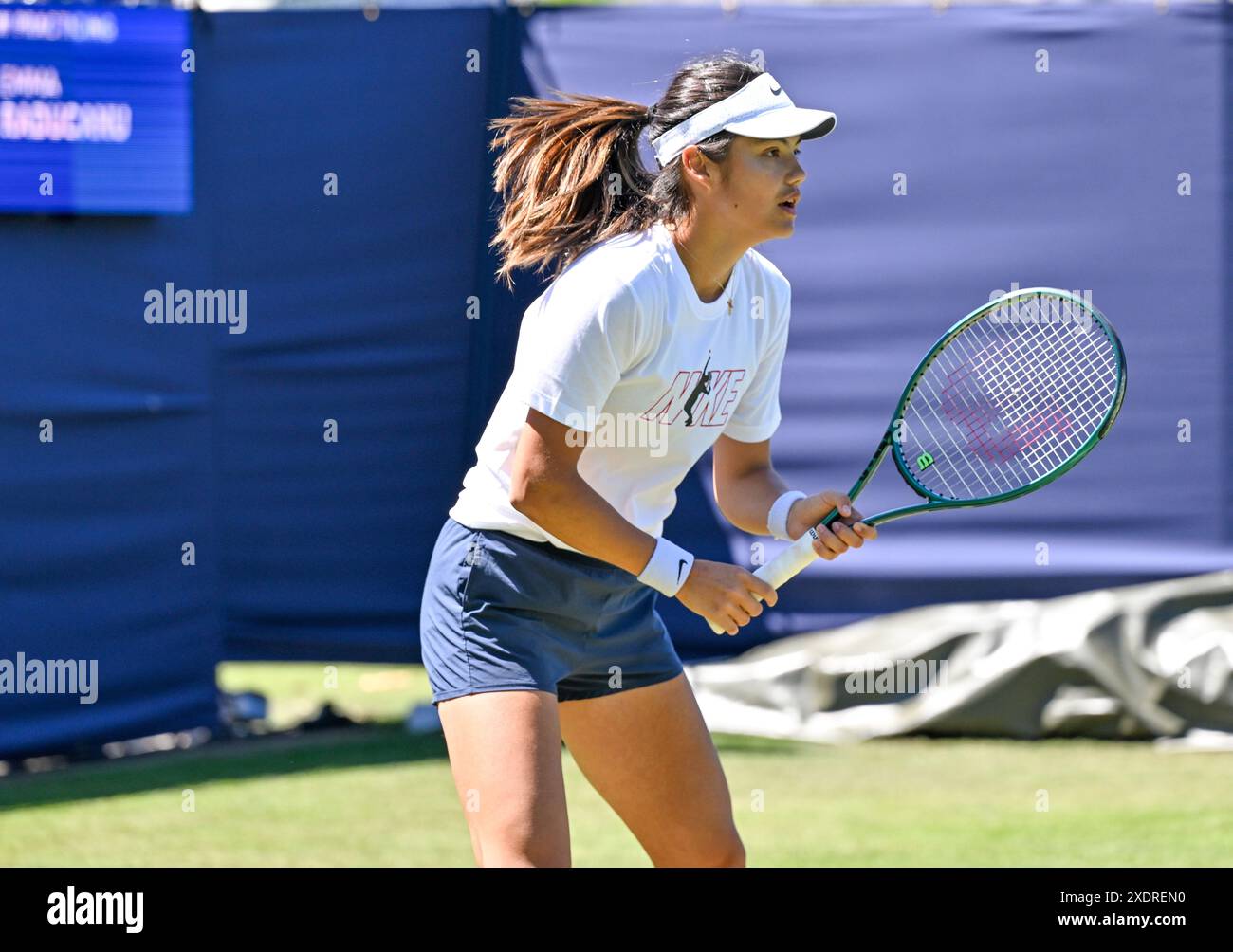 Eastbourne, UK, 24 June 2024. Emma Raducanu during a practice session ...