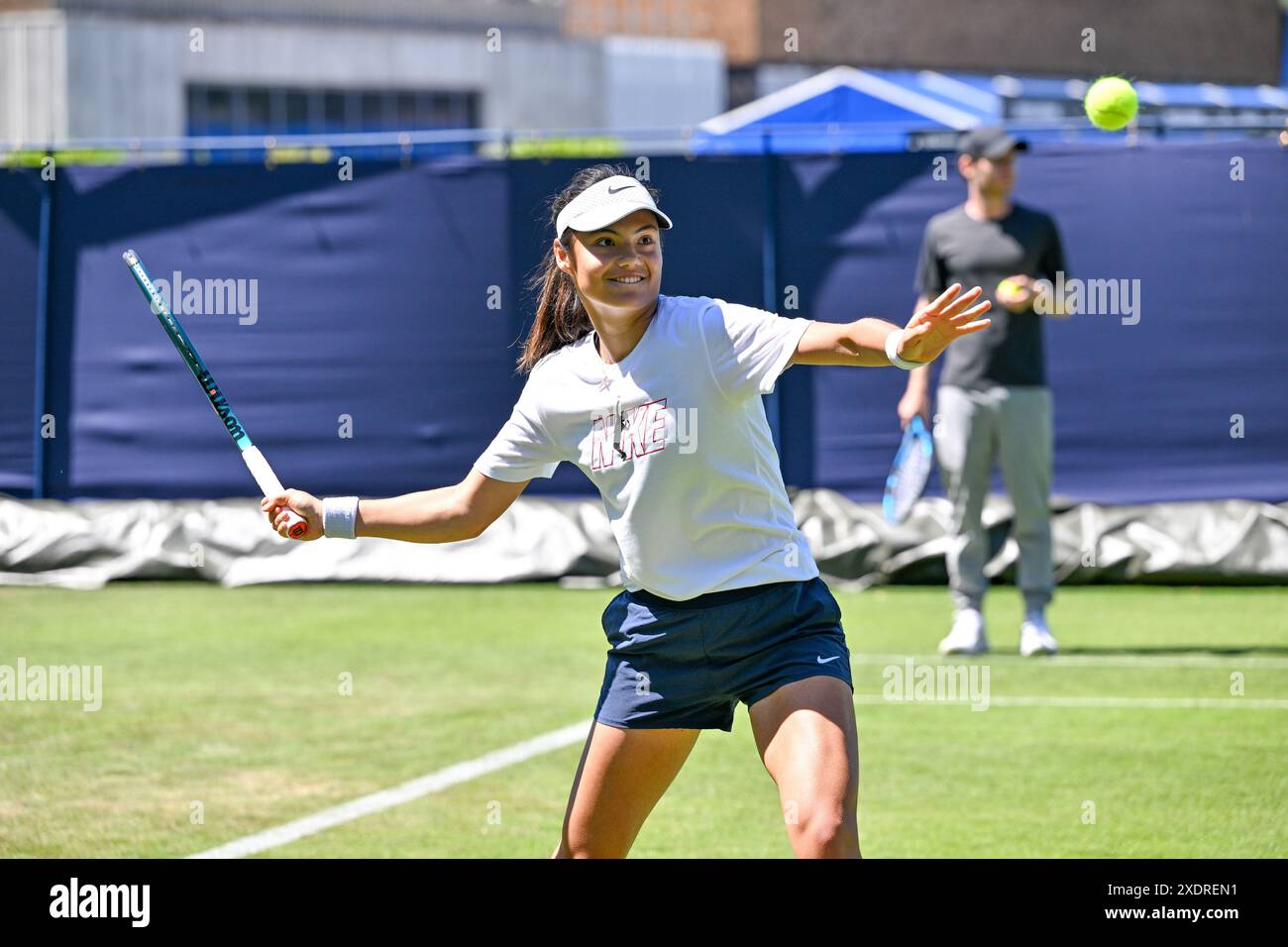 Eastbourne, UK. 24th June, 2024. Emma Raducanu during a practice ...