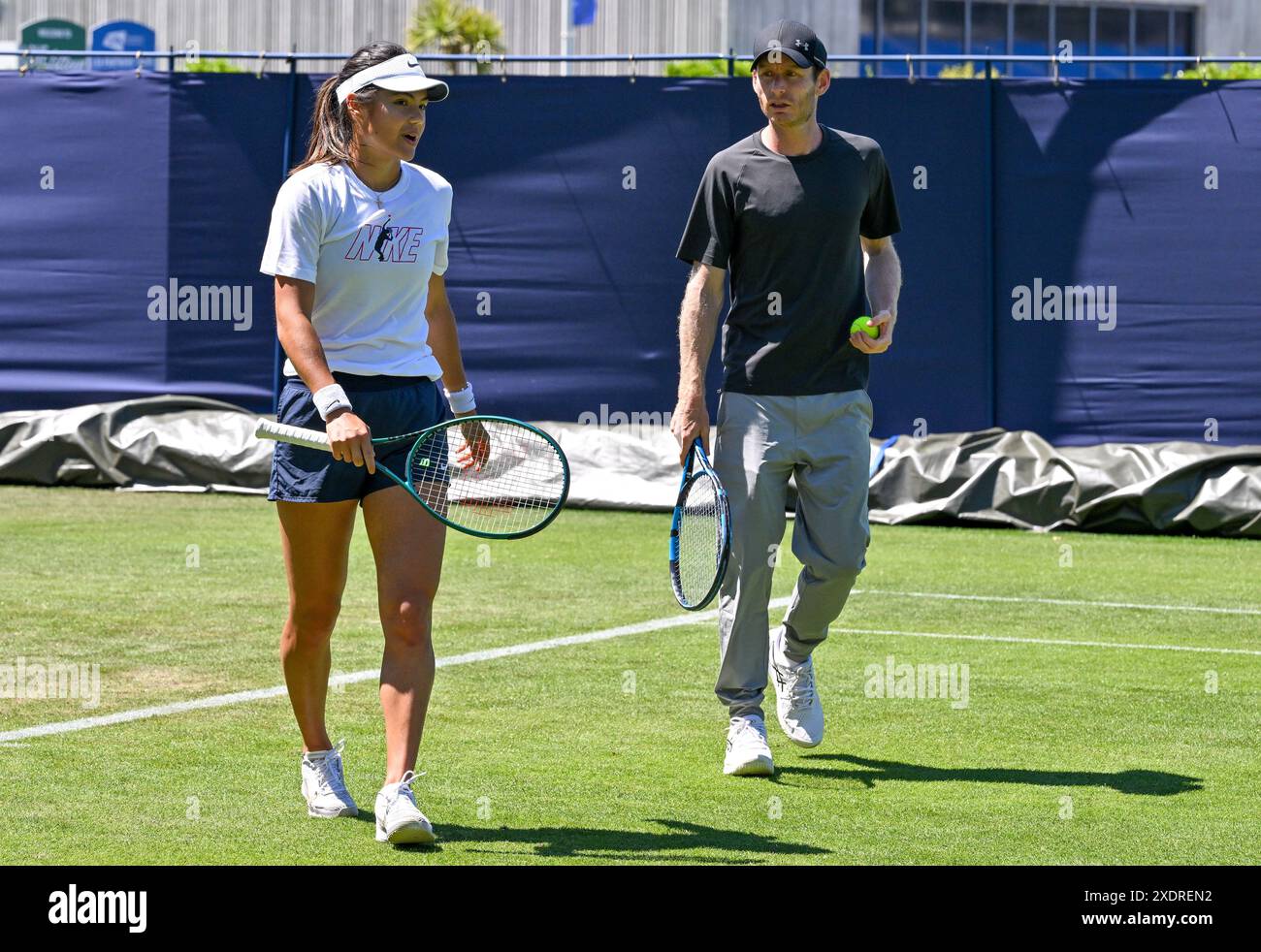 Eastbourne, UK, 24 June 2024. Emma Raducanu during a practice session ...
