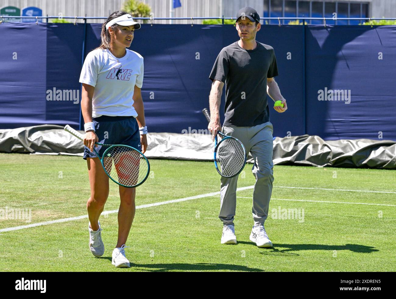 Eastbourne, UK, 24 June 2024. Emma Raducanu during a practice session ...