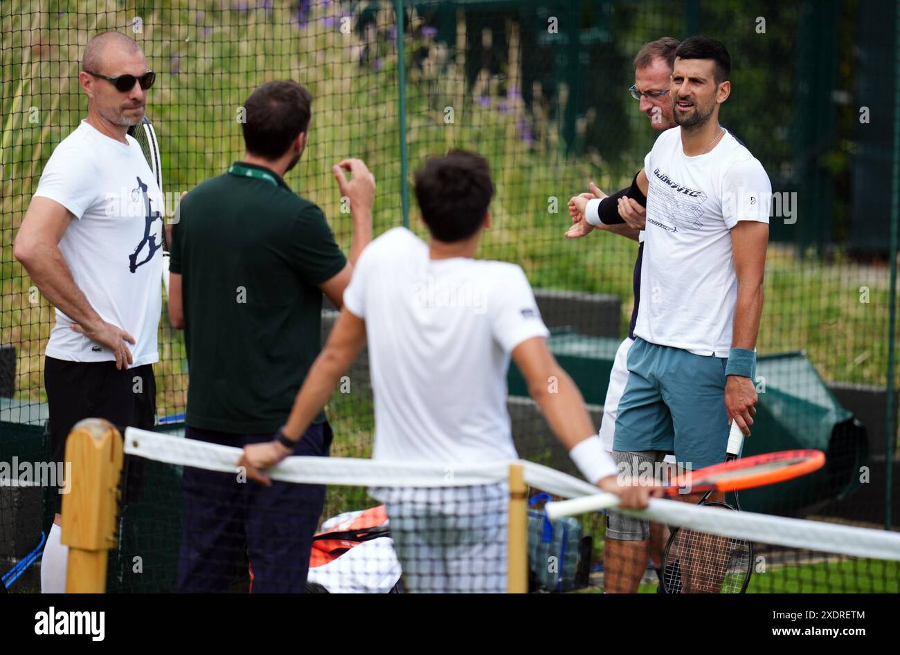 Novak Djokovic during a training session at the All England Lawn Tennis ...