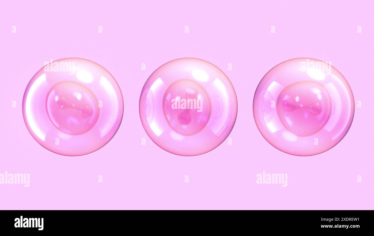 Collagen serum bubble health skin care Molecules inside bubbles on pink ...