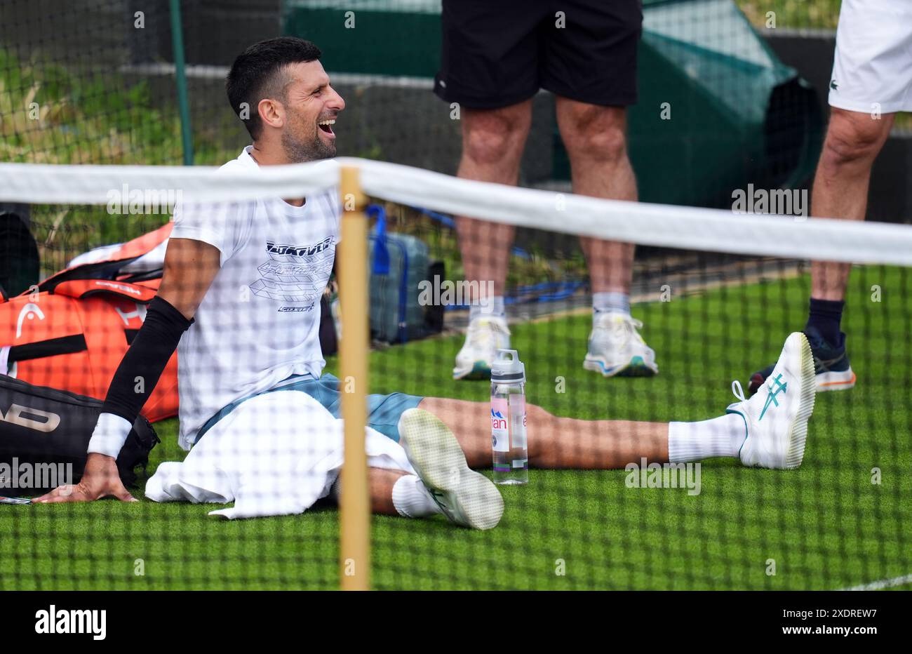 Novak Djokovic during a training session at the All England Lawn Tennis ...